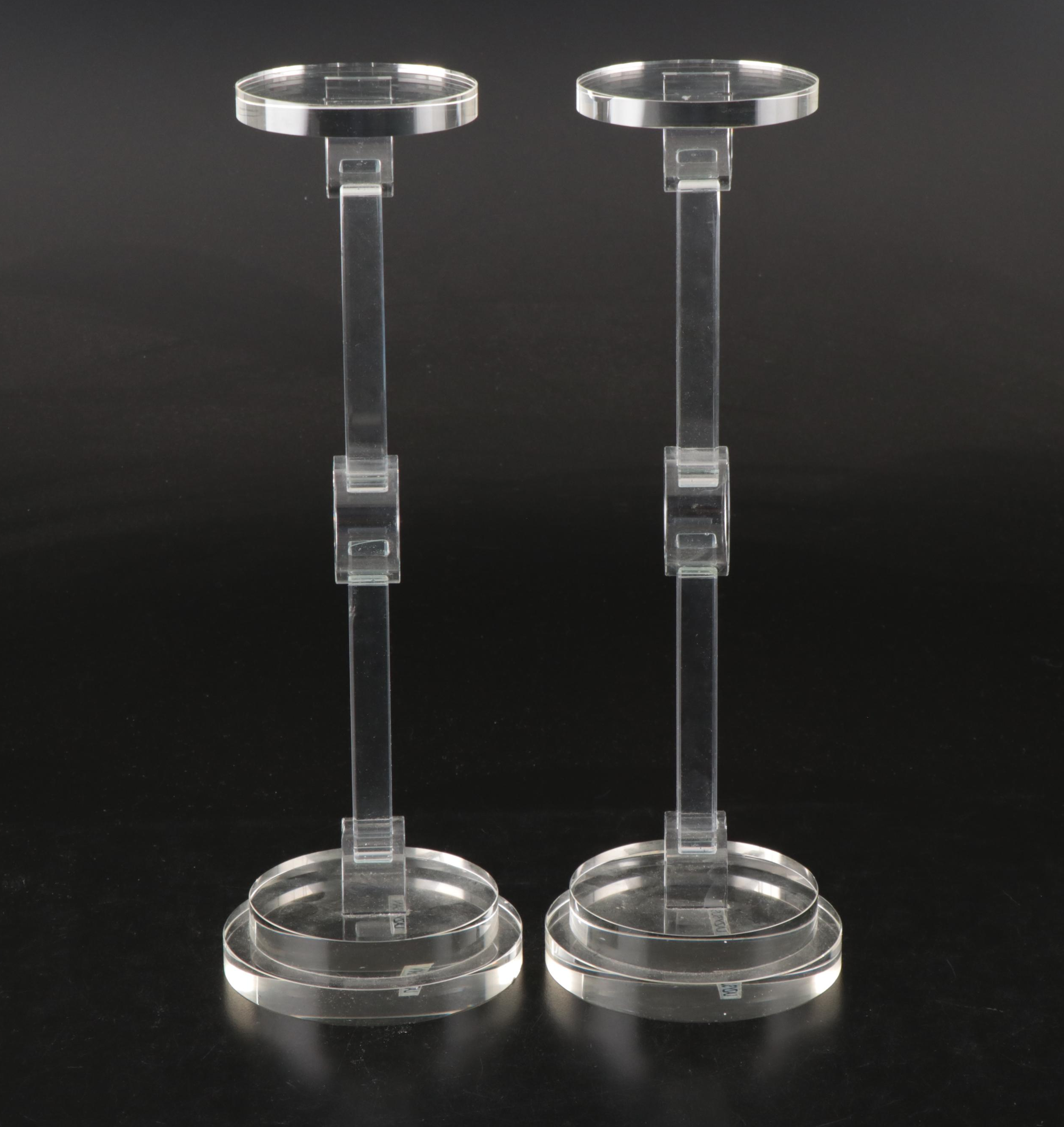 Lazy Susan Clear Glass Pillar Candle Holders | EBTH