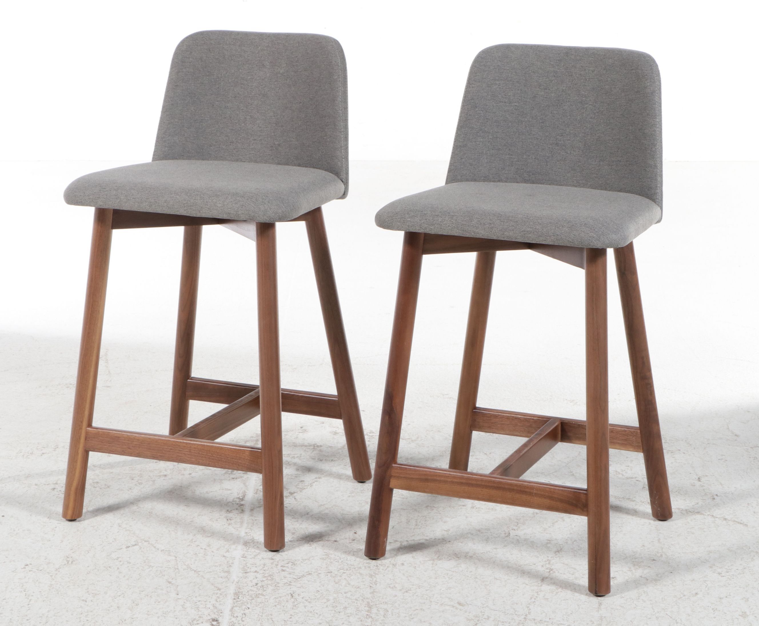 Pair of Blu Dot Mid Century Modern Style Upholstered Barstools on ...