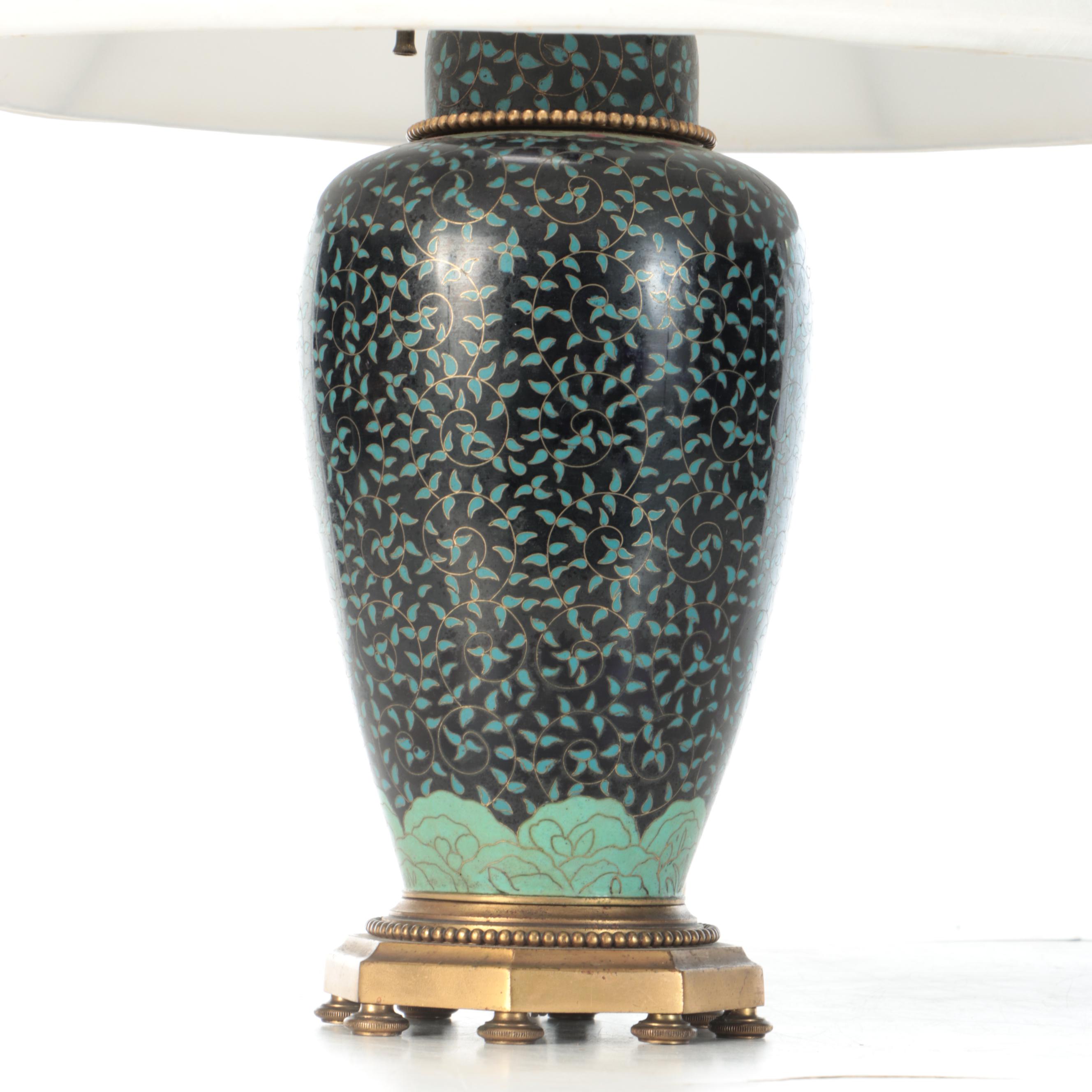 Floral Painted Metal Base Table Lamp | EBTH