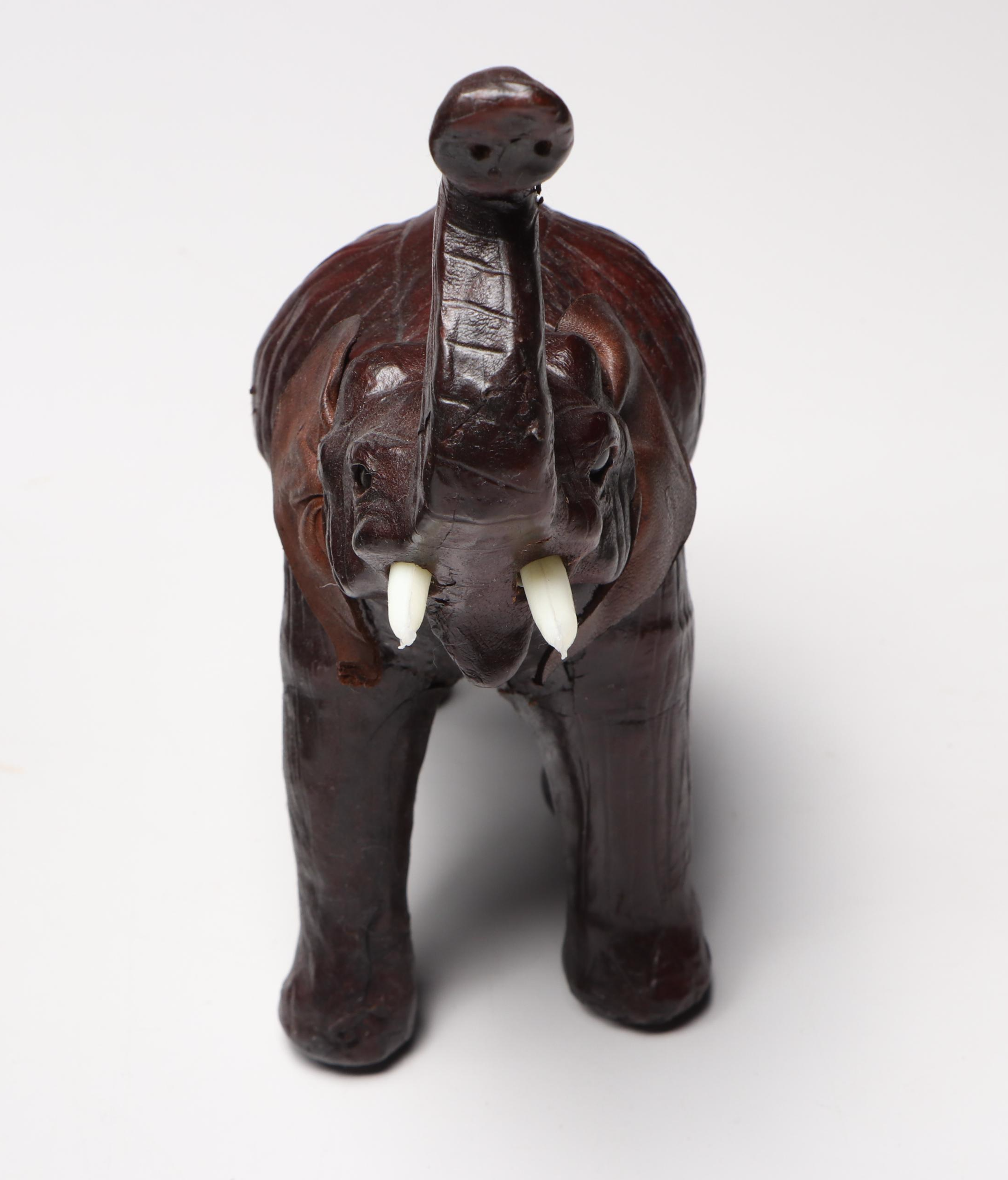 Leather Wrapped with Mexican Ceramic Elephant Figurines | EBTH