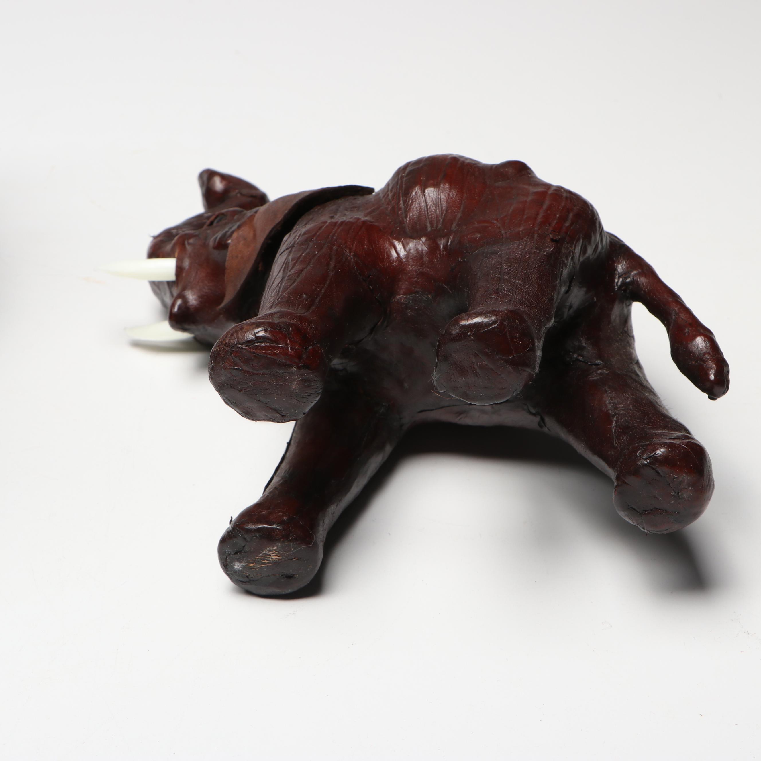 Leather Wrapped with Mexican Ceramic Elephant Figurines | EBTH
