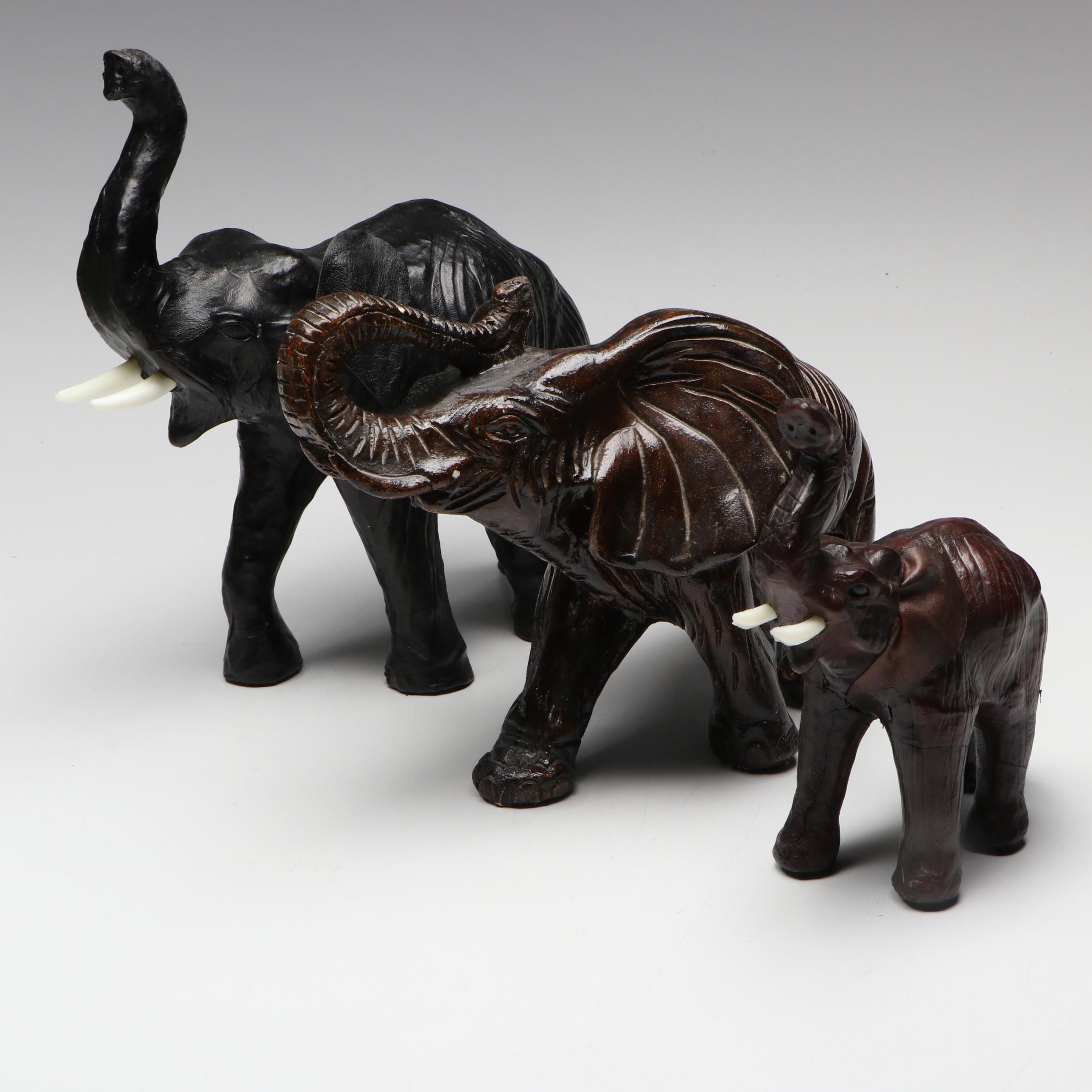 Leather Wrapped with Mexican Ceramic Elephant Figurines | EBTH