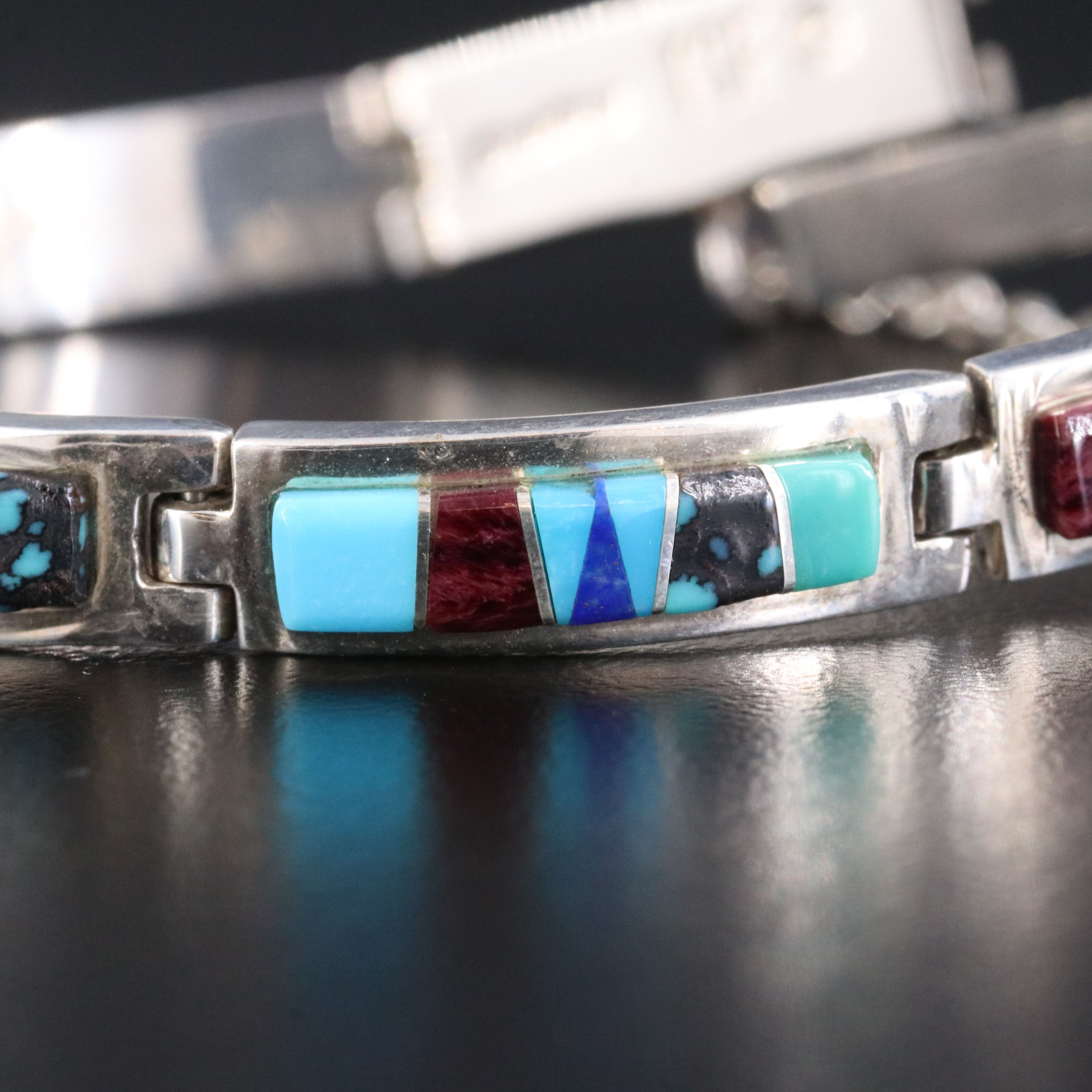 A Touch of Santa Fe Inc. Southwestern Sterling Inlay Bracelet | EBTH