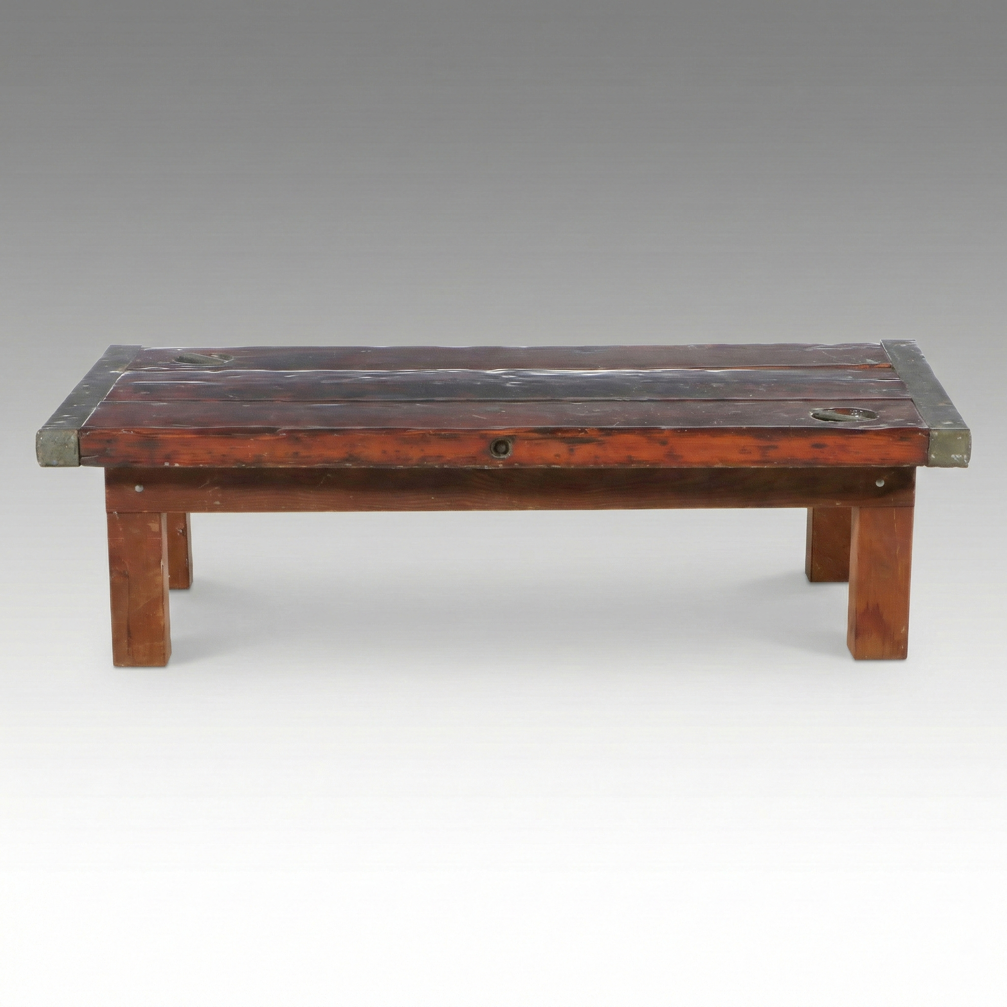 Industrial Reclaimed Wood Coffee Table with Metal Binding and Iron ...