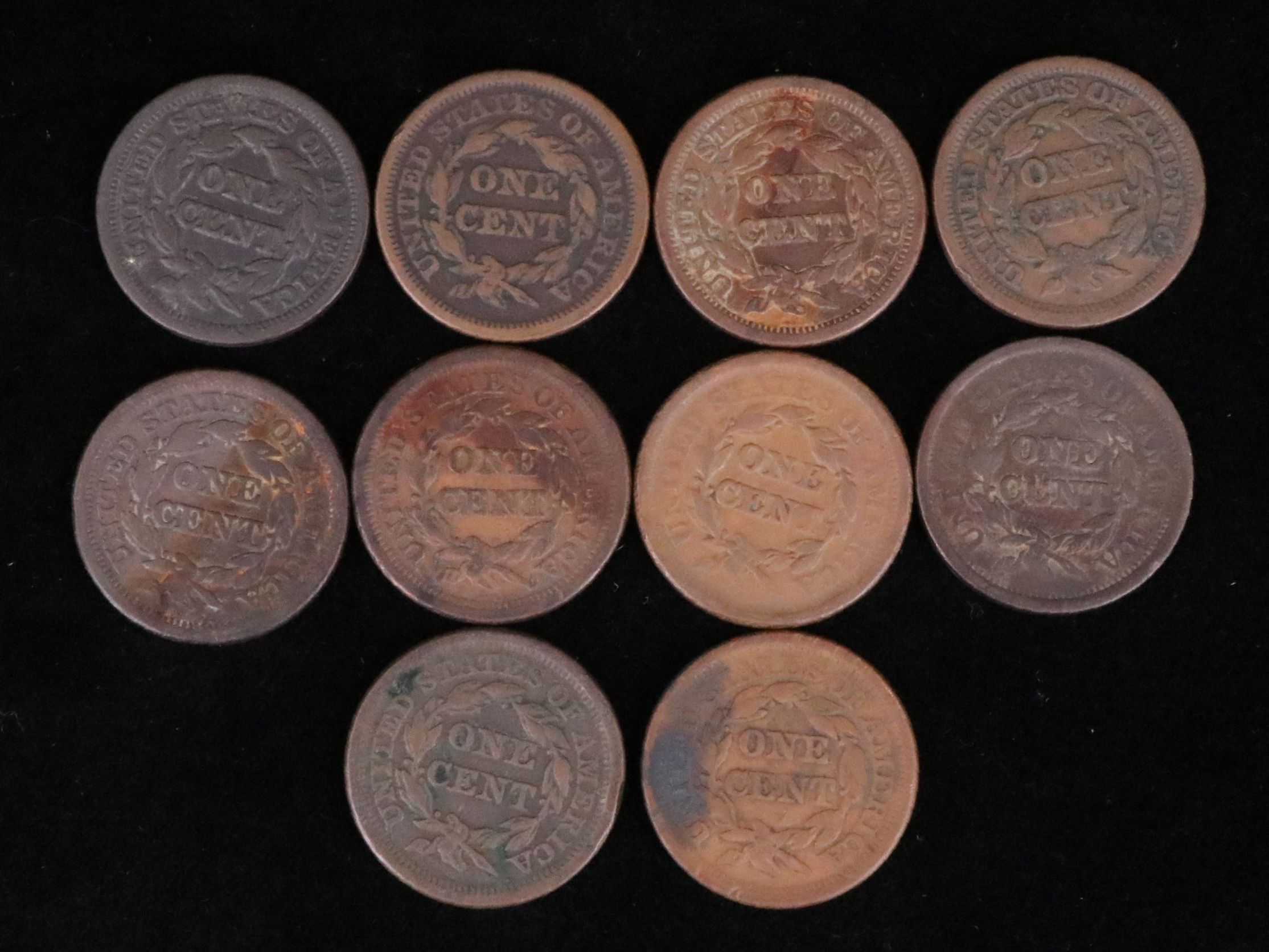 Ten Different U.S.Large Cents from 1845-1854 | EBTH