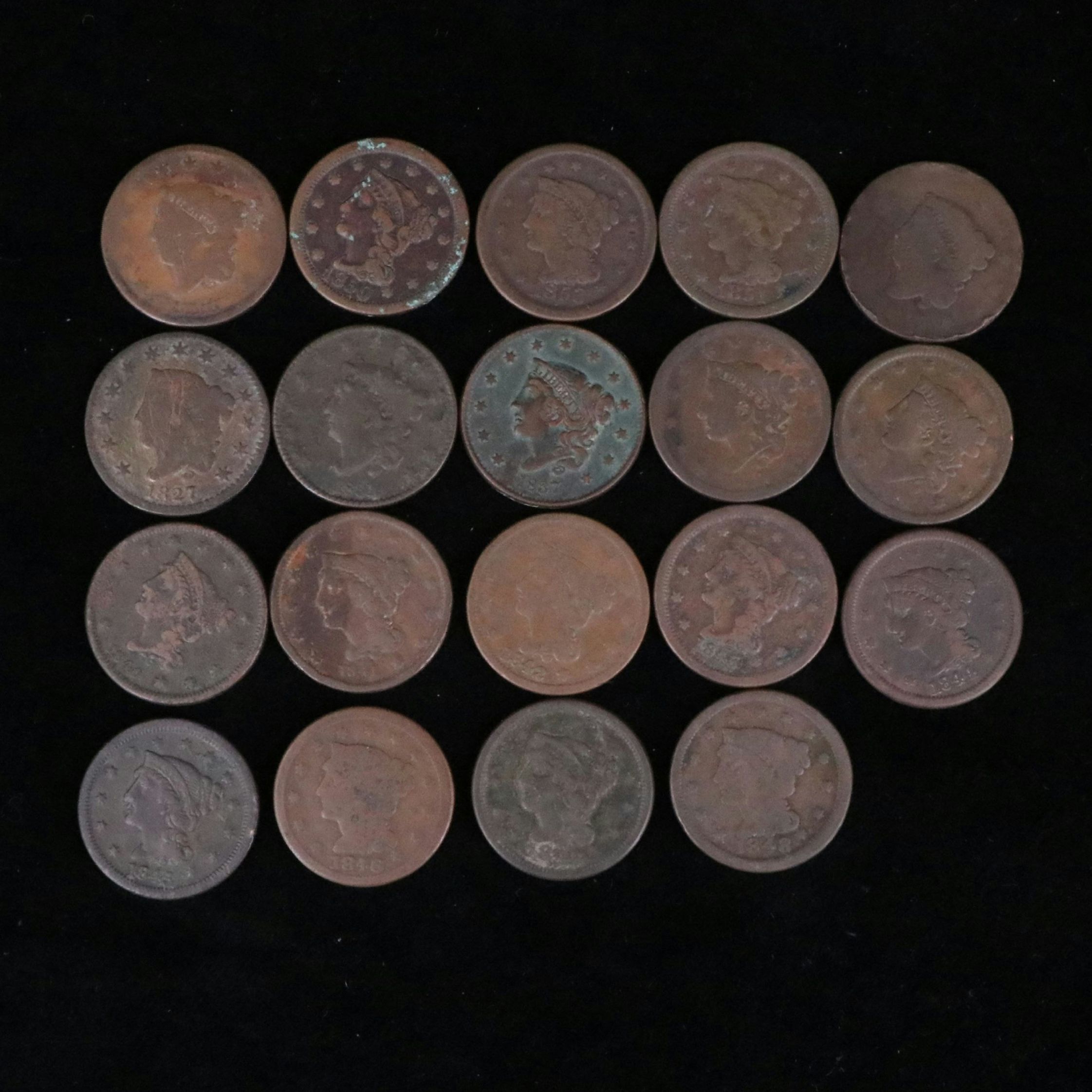 Nineteen Different U.S.Large Cents Between 1817-1853 | EBTH
