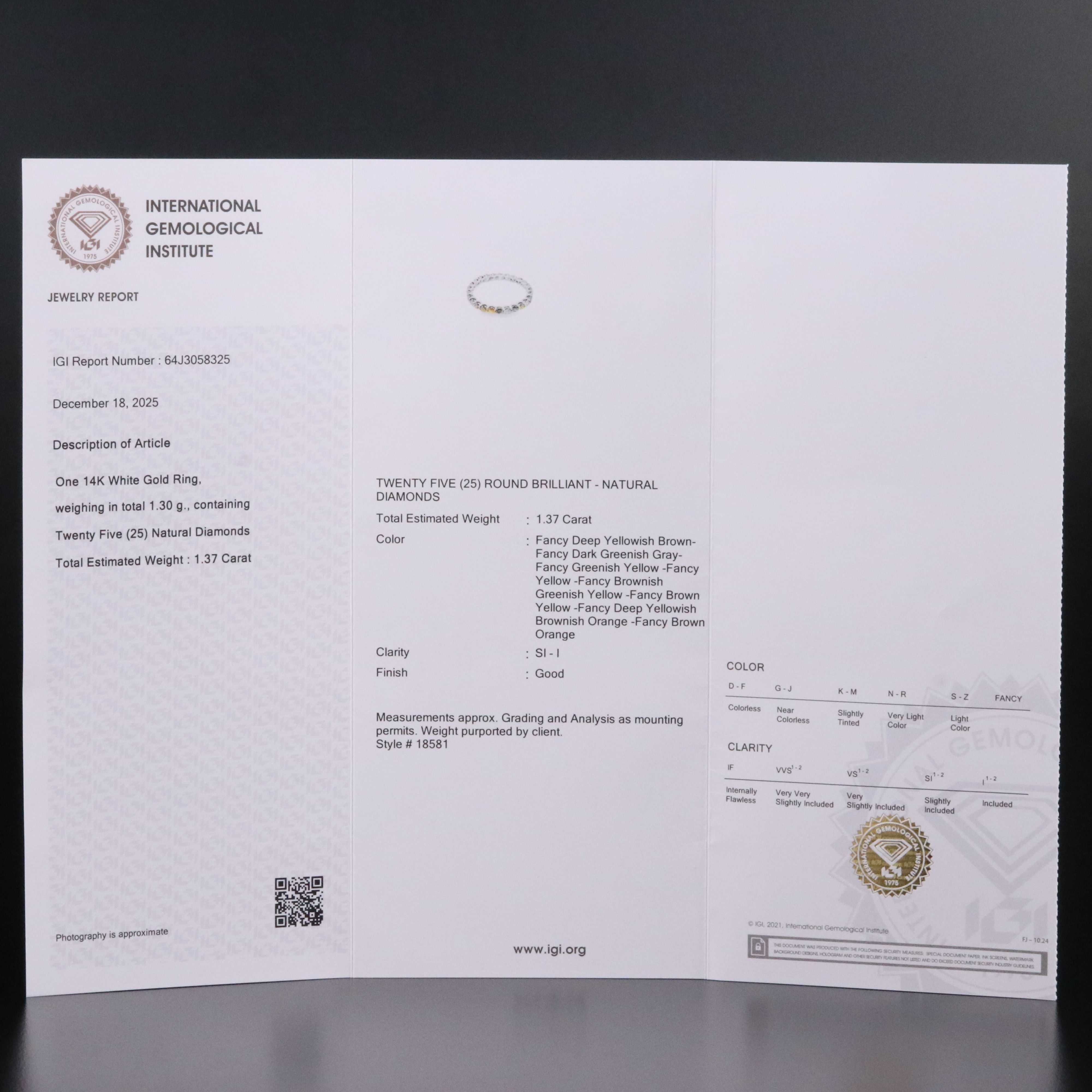 14K 1.37 CTW Fancy Diamond Eternity Band with IGI Jewelry Report | EBTH