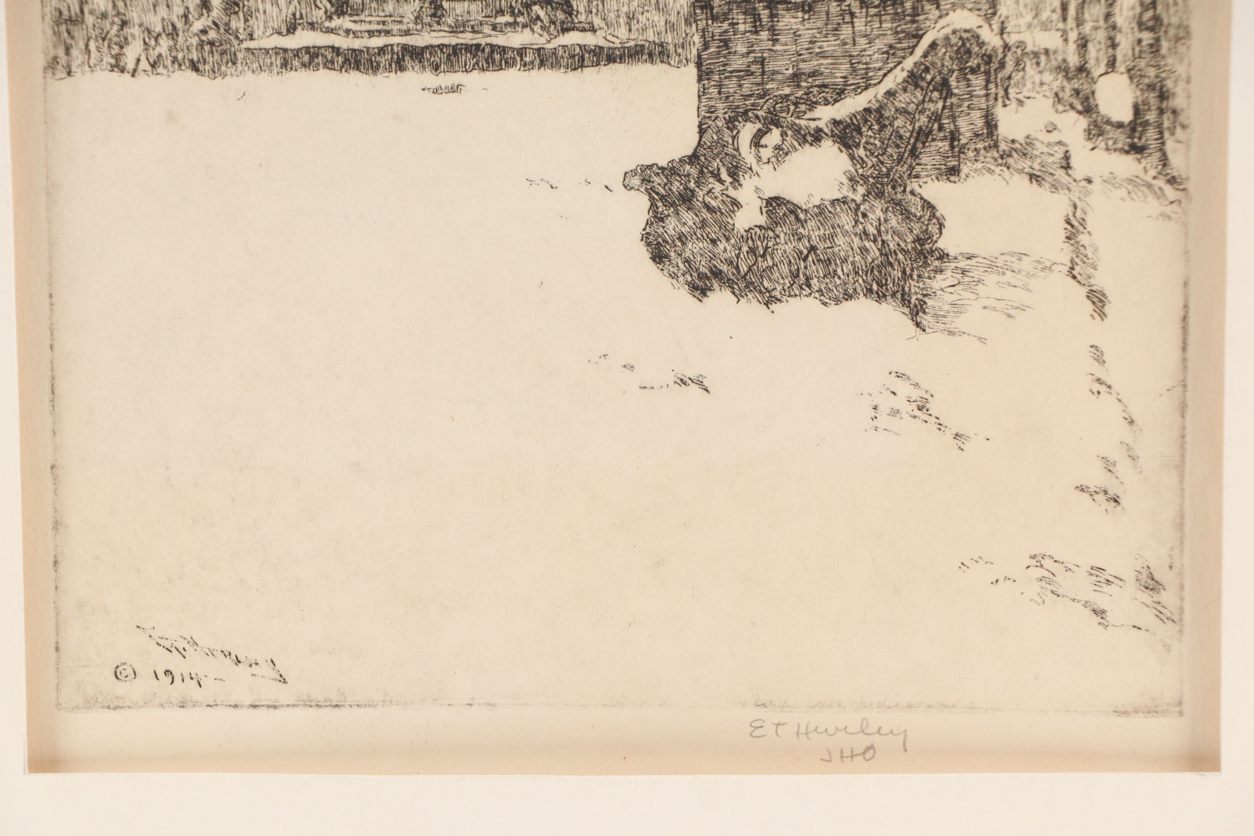 Edward Timothy Hurley Etching "Fountain in the Snow," 1914 | EBTH