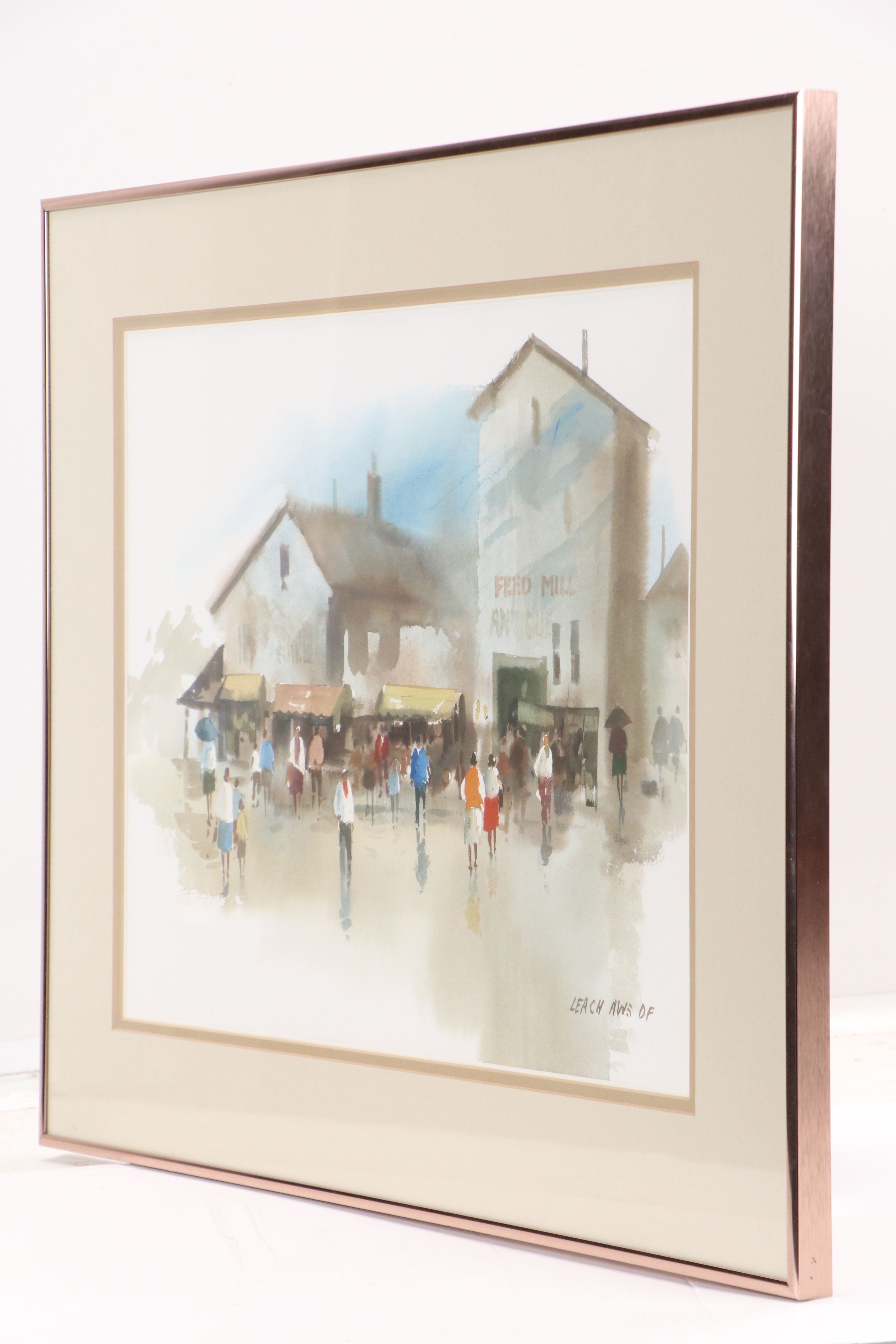 Fred Leach Watercolor Painting of Market Square, Late 20th Century | EBTH