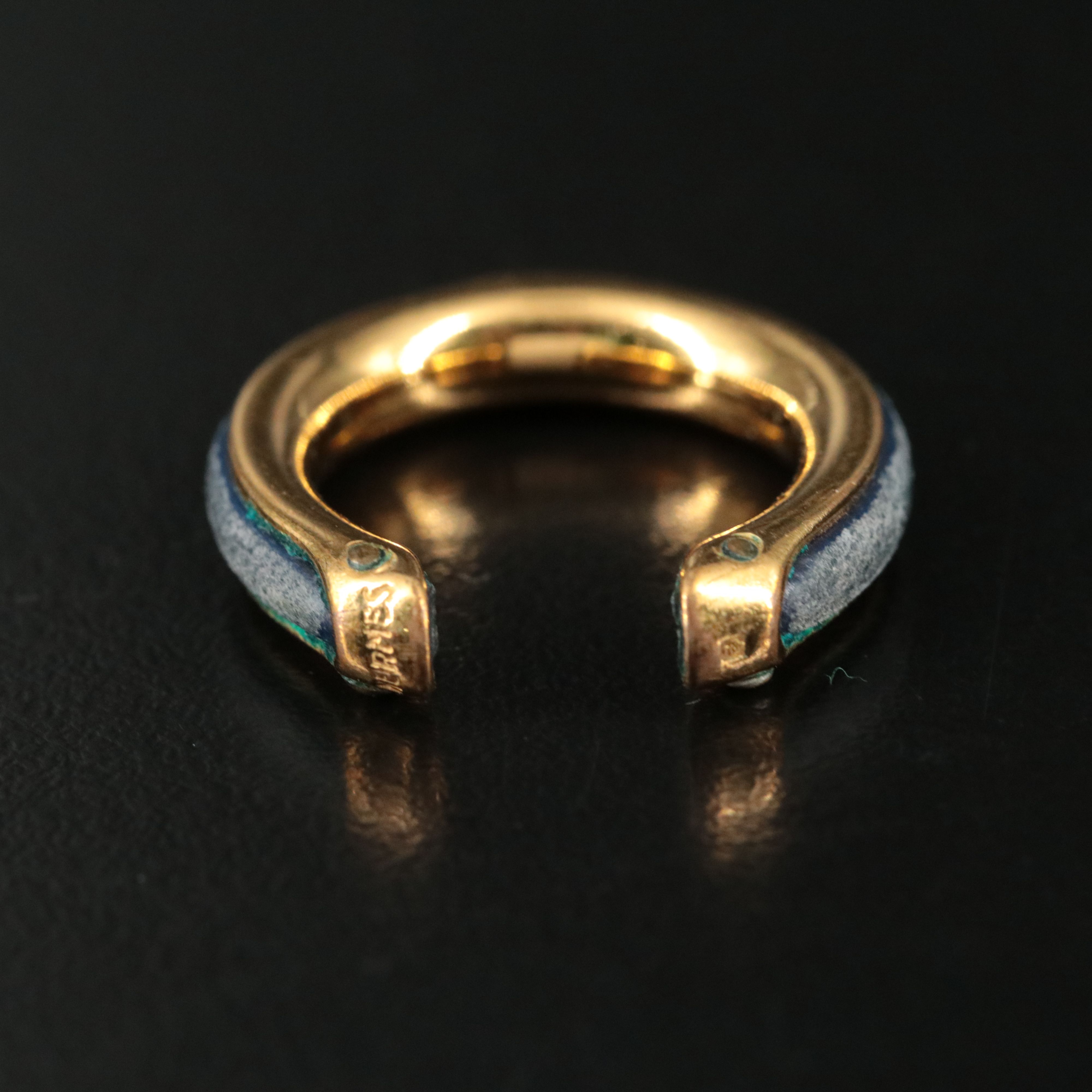 Hermes Kyoto Ring in Gold Tone Metal and Leather | EBTH