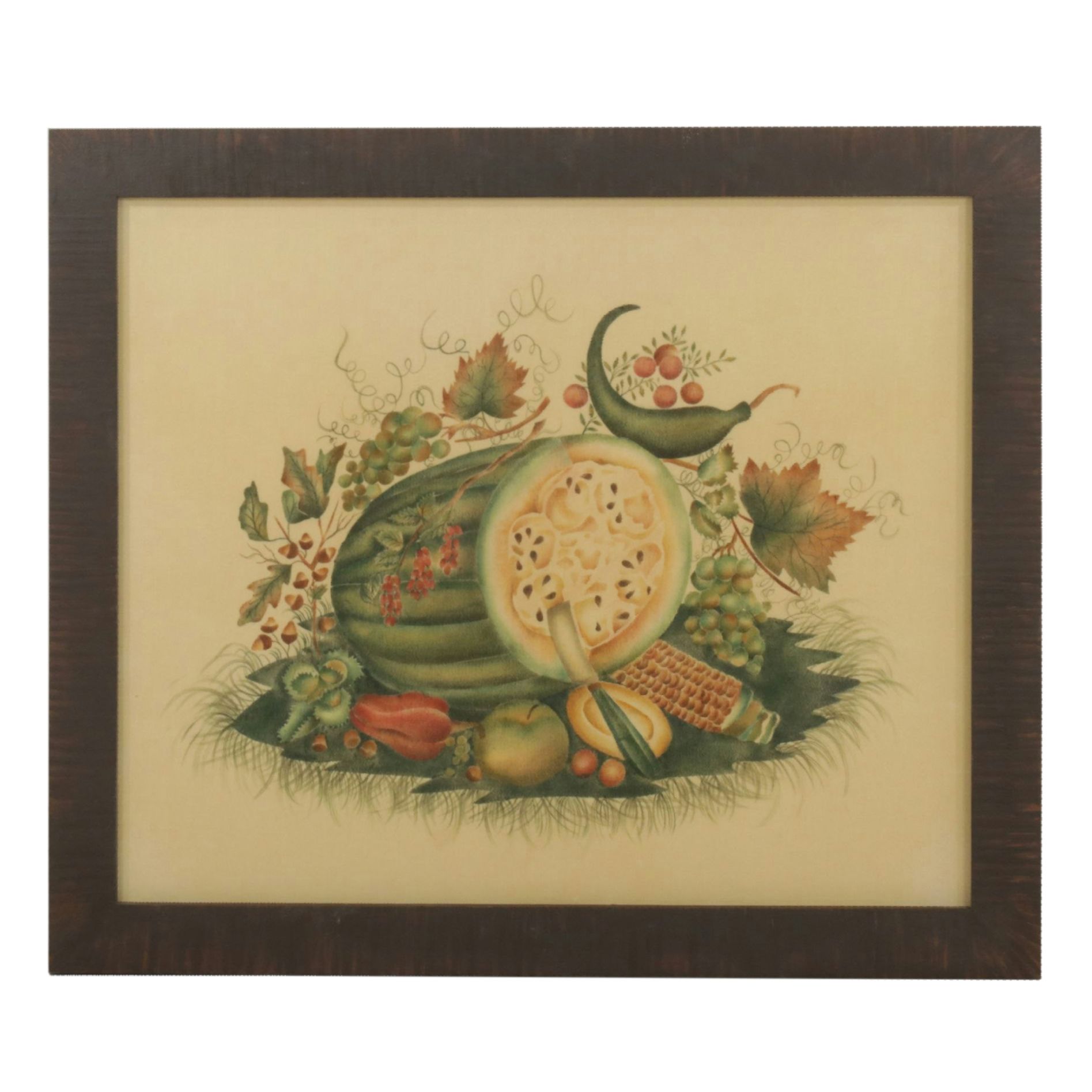 Still Life Acrylic Theorem Folk Painting of Assorted Fruits and ...