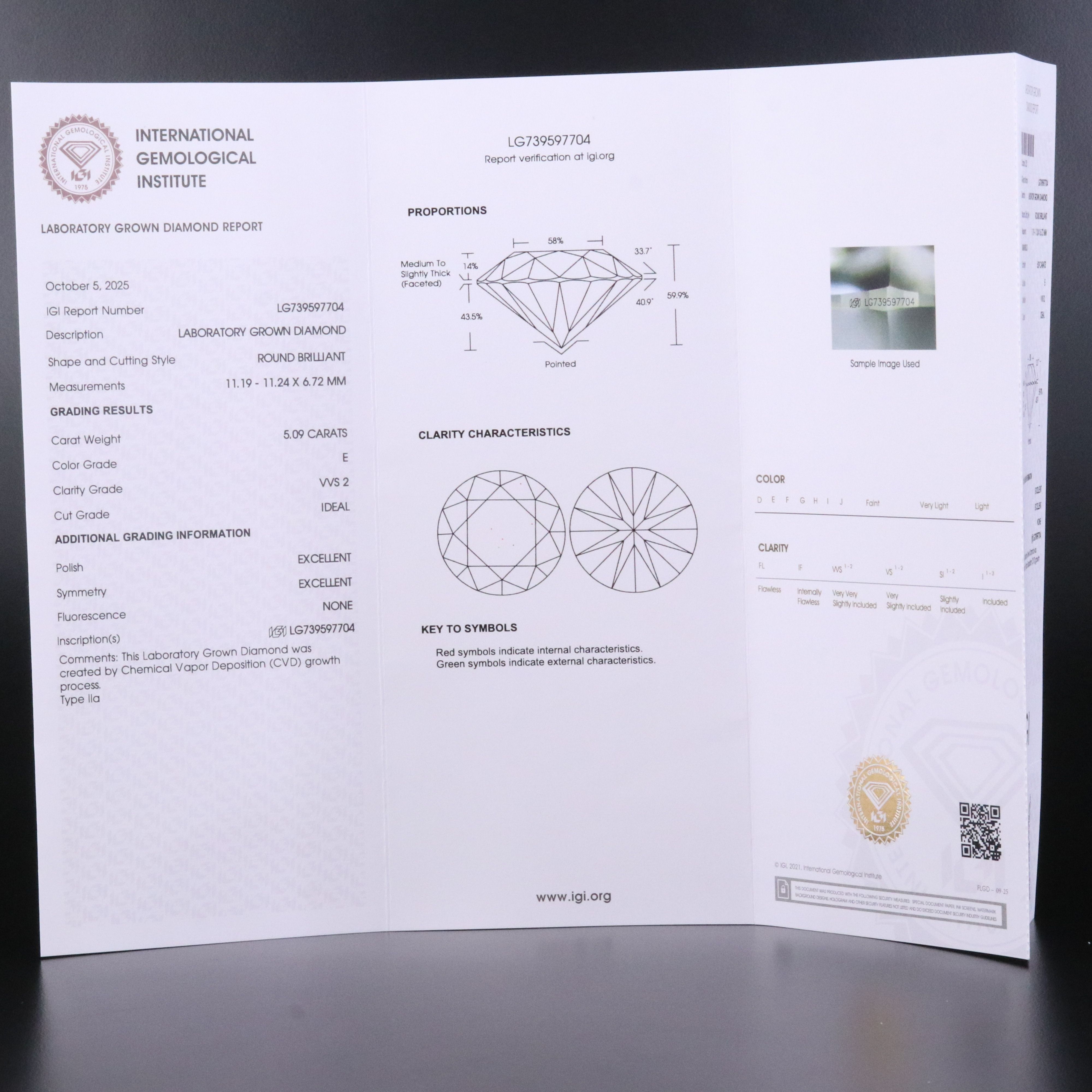 18K 5.09 CT Lab Grown Diamond Solitaire Ring with IGI Report | EBTH