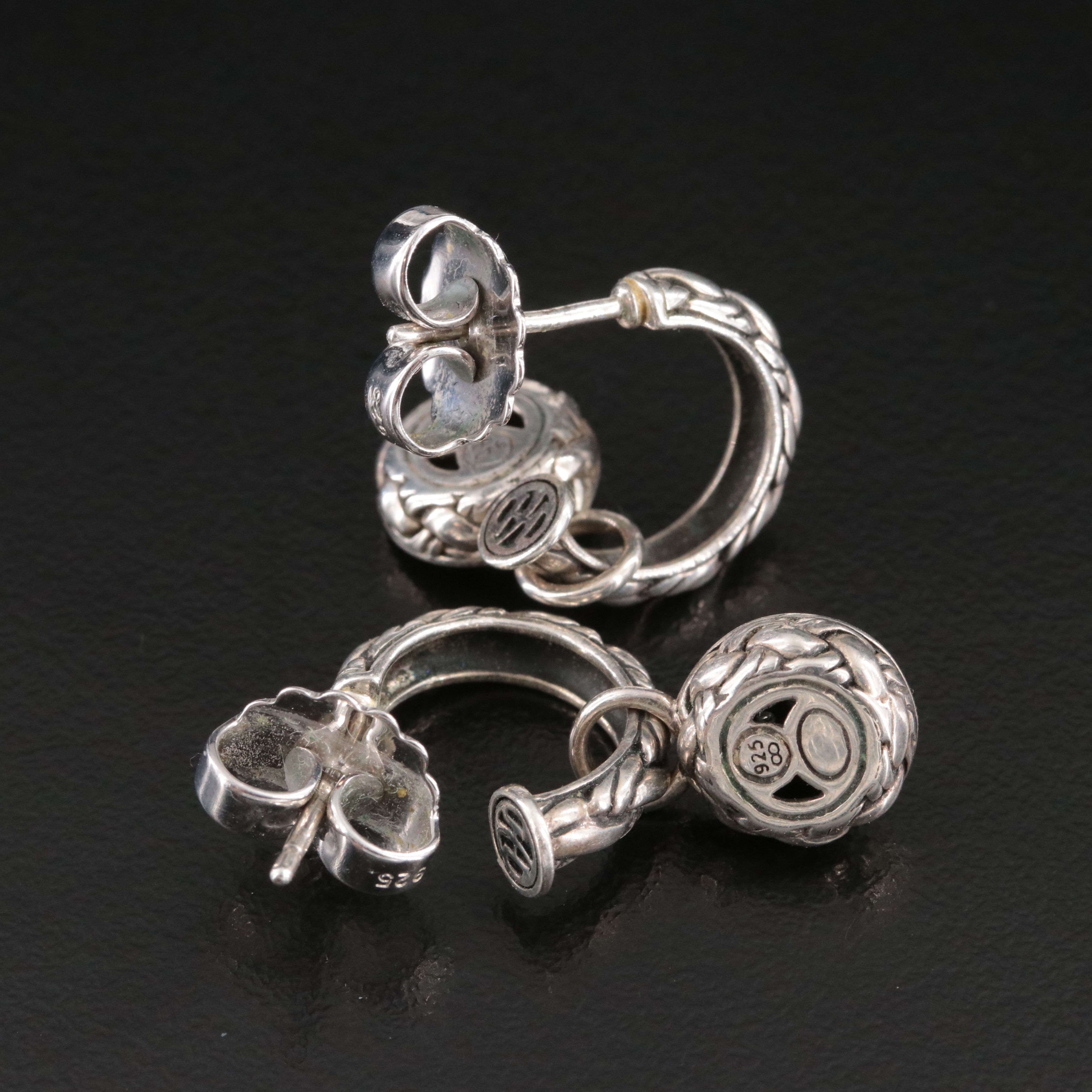 John Hardy Sterling and Topaz Basketweave Hoop Earrings with Detachable ...