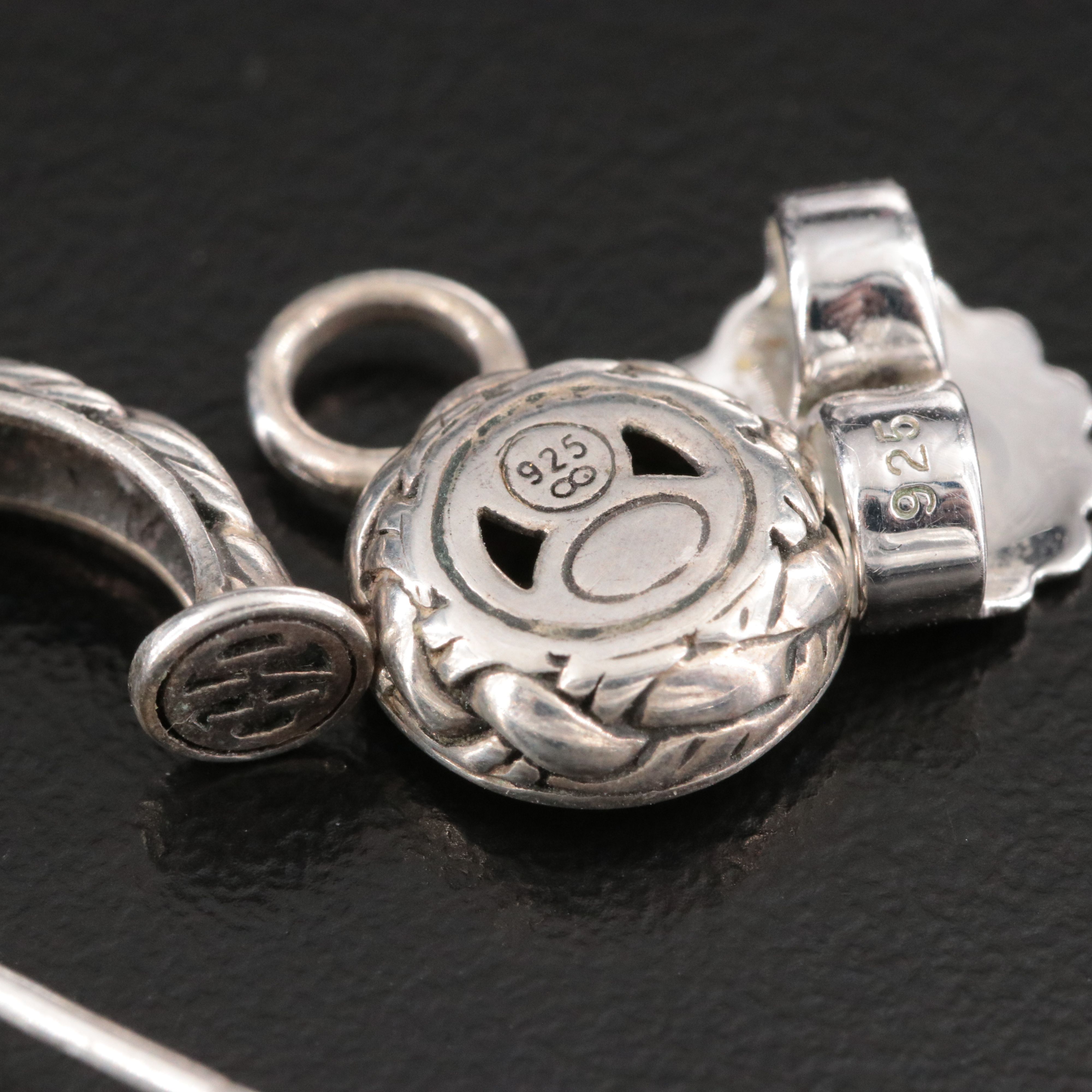 John Hardy Sterling and Topaz Basketweave Hoop Earrings with Detachable ...