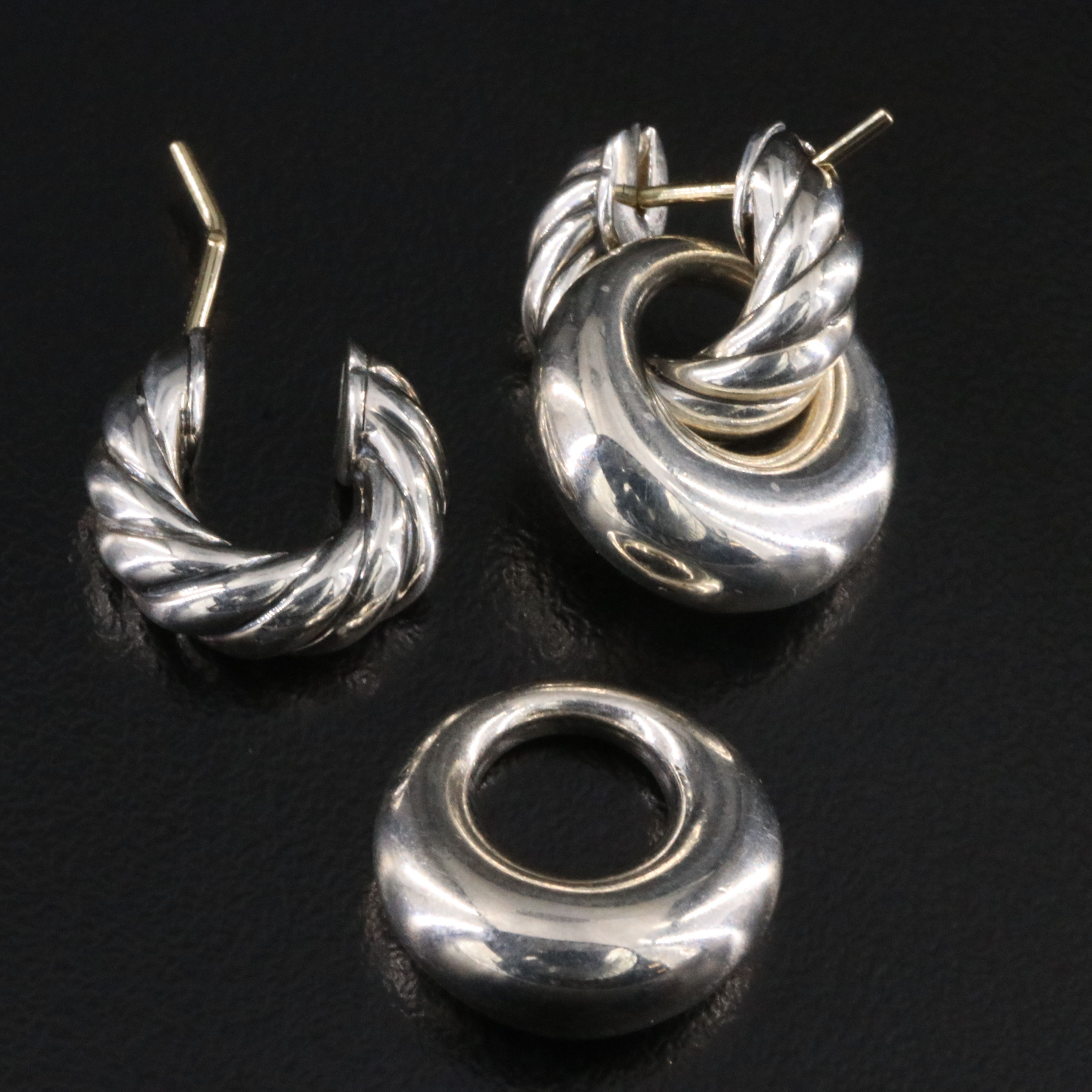 David Yurman Sculpted Cable Sterling Double Hoop Detachable Earrings | EBTH