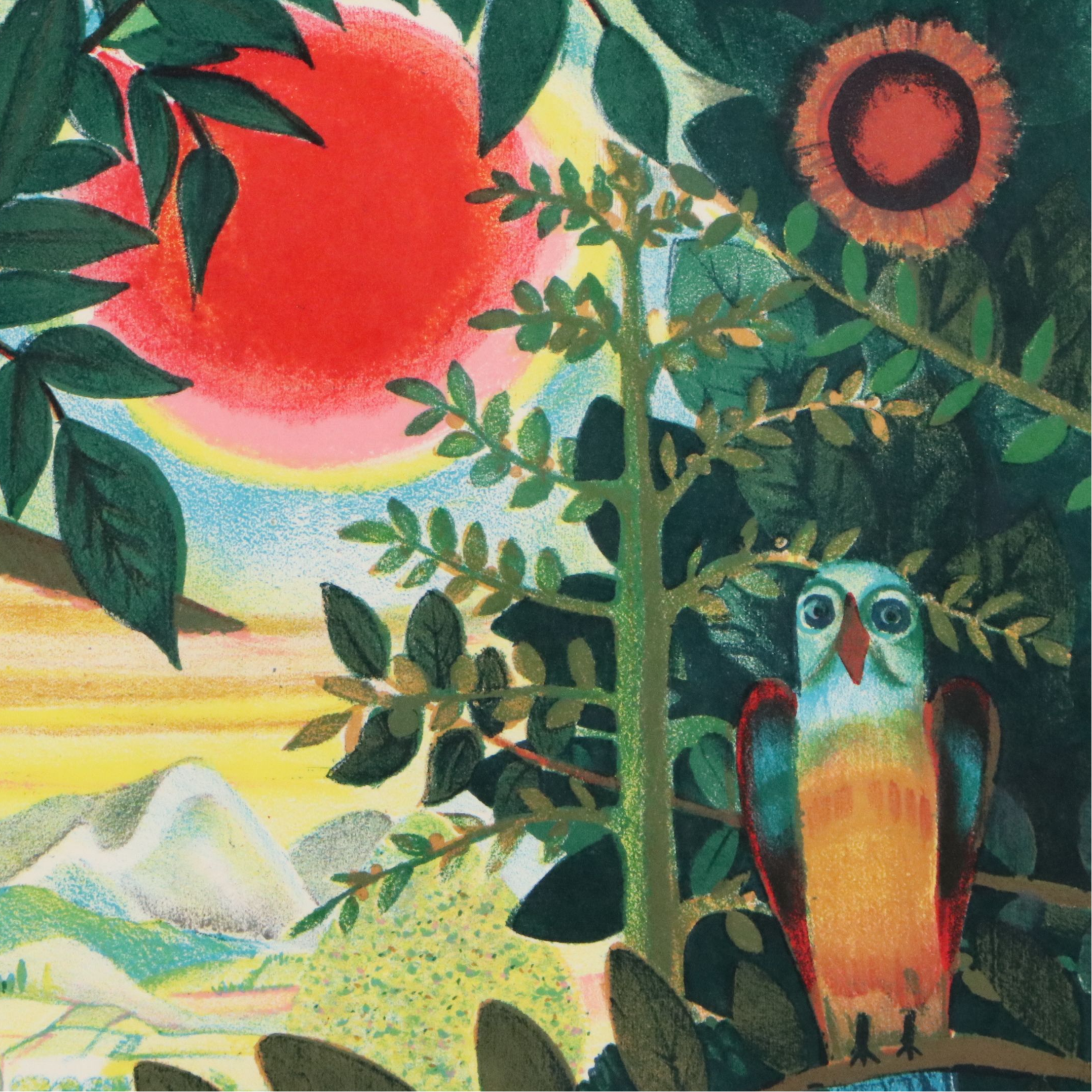 Color Lithograph After Joseph Ghin of Stylized Forest Scene, 20th ...