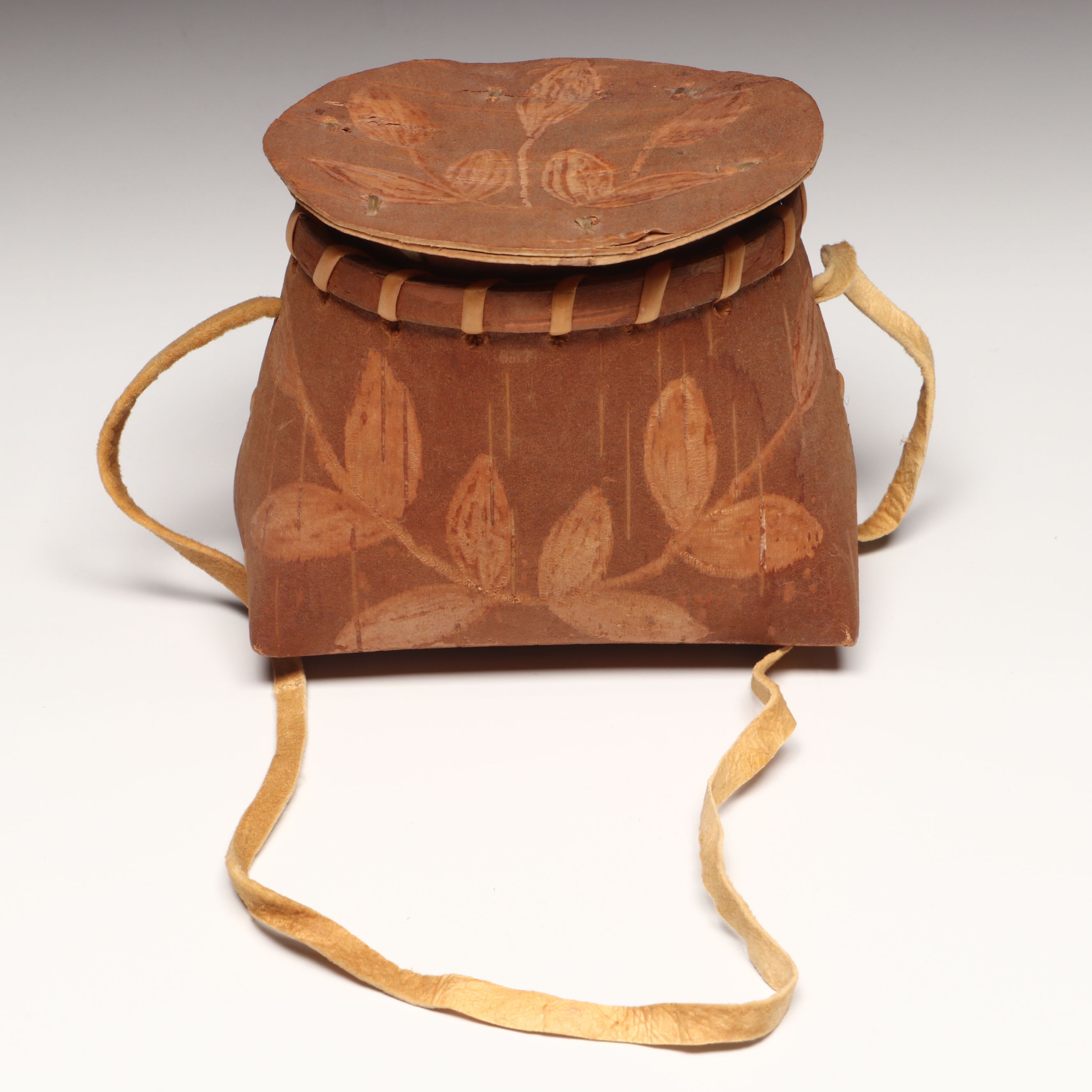 Ojibwe Birch Vessel with Woven Sweetgrass and Black Ash Lidded Baskets ...