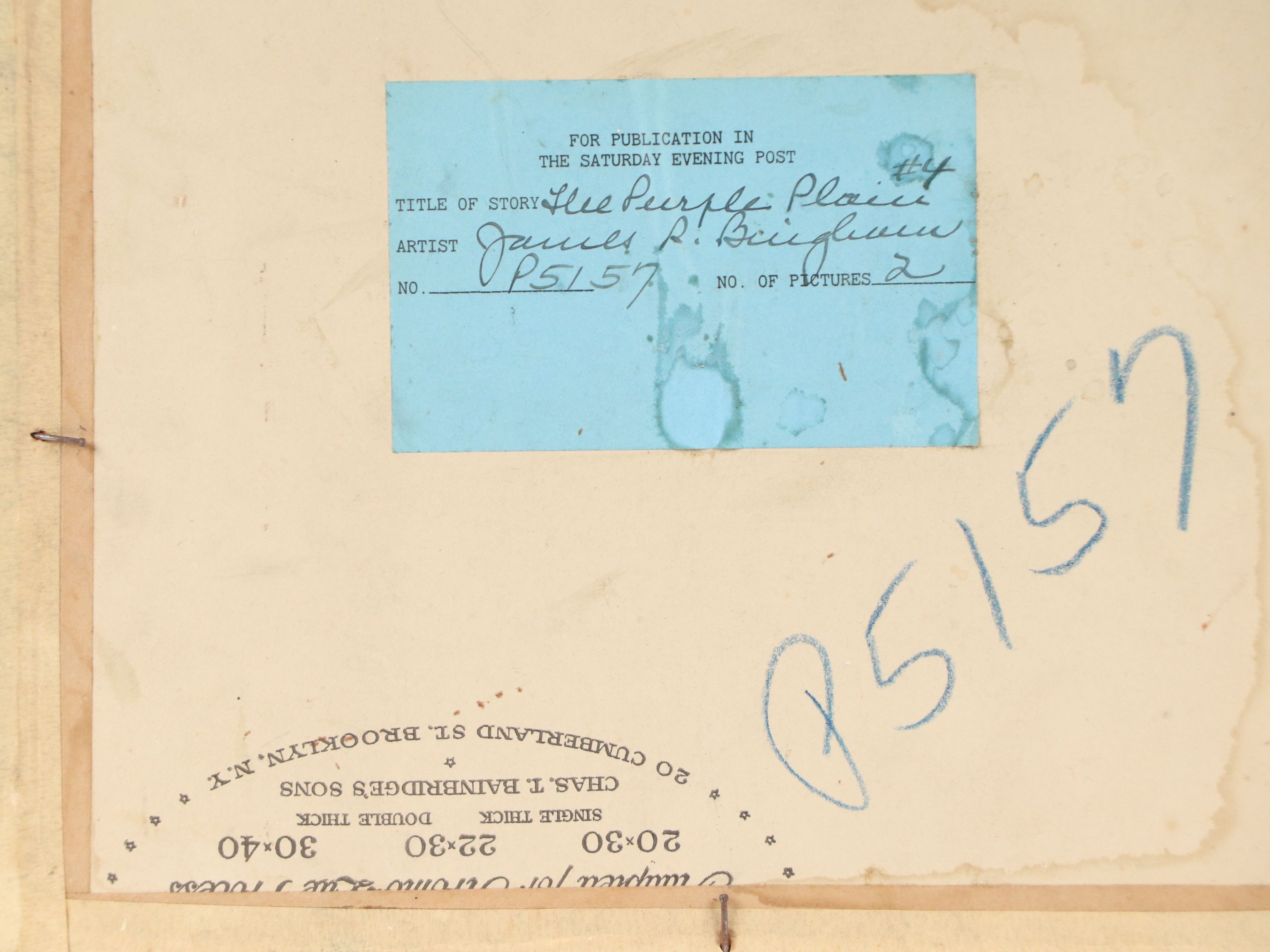 Saturday Evening Post Ink and Gouache Illustration "The Purple Plain ...