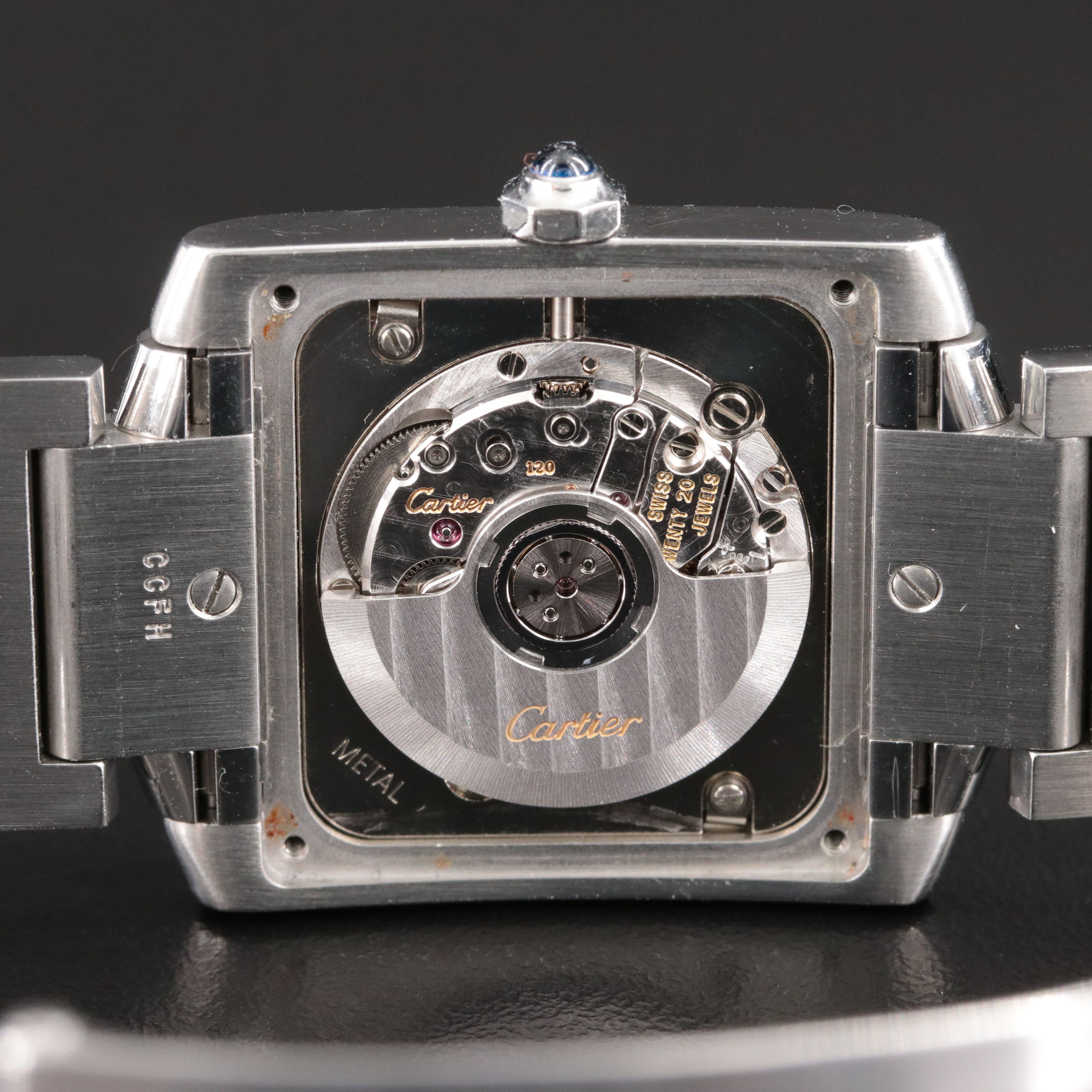 Cartier Tank Francaise White Roman Guilloche Dial 2302 Automatic Watch ...