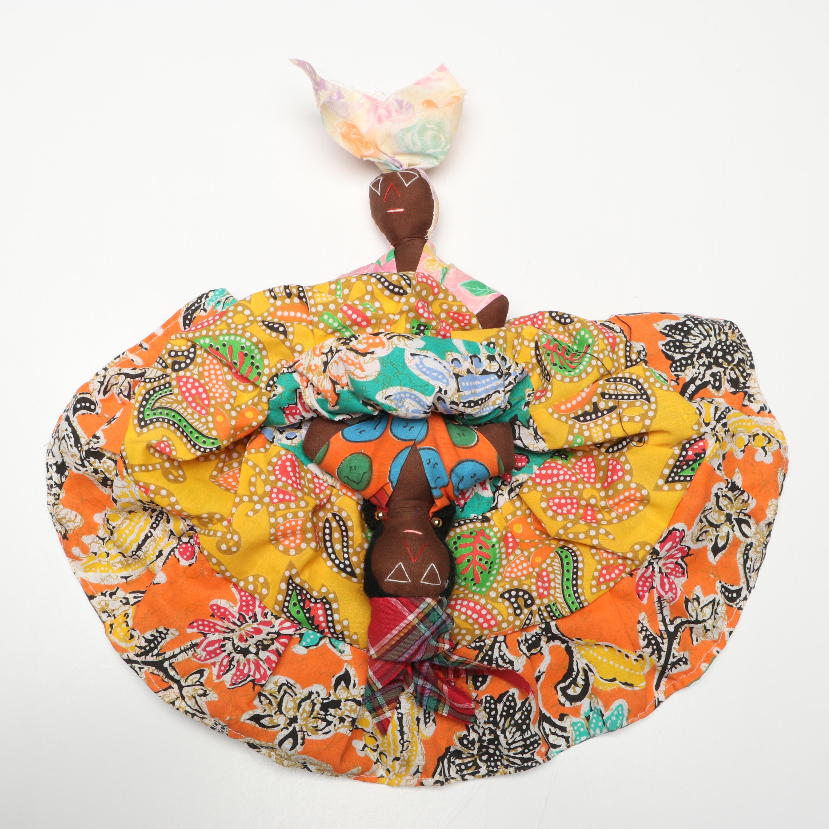 African Carved Wood Abstract Female Bust with Knife and Plastic and ...