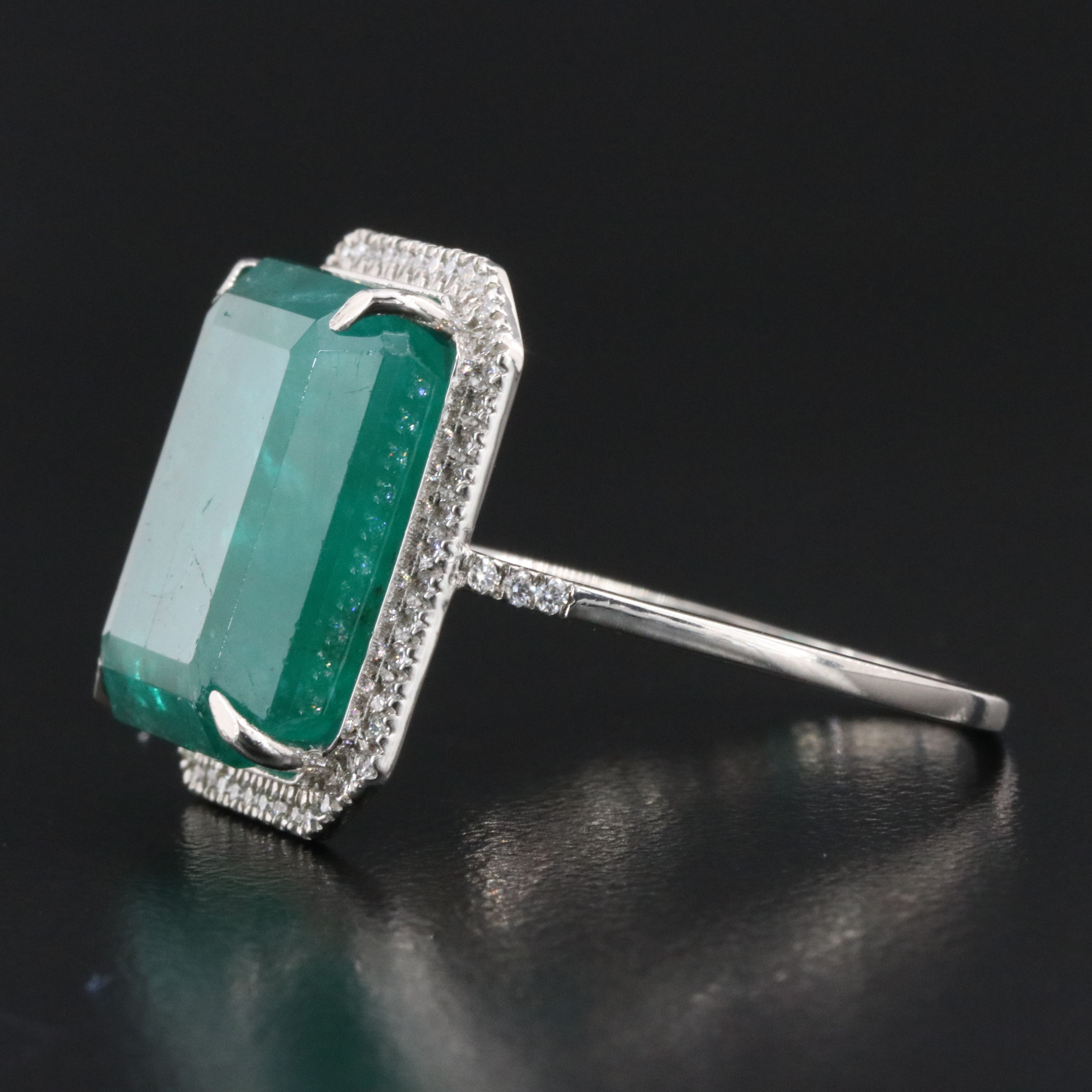 Platinum 10.14 CT Emerald and Diamond Earrings | EBTH