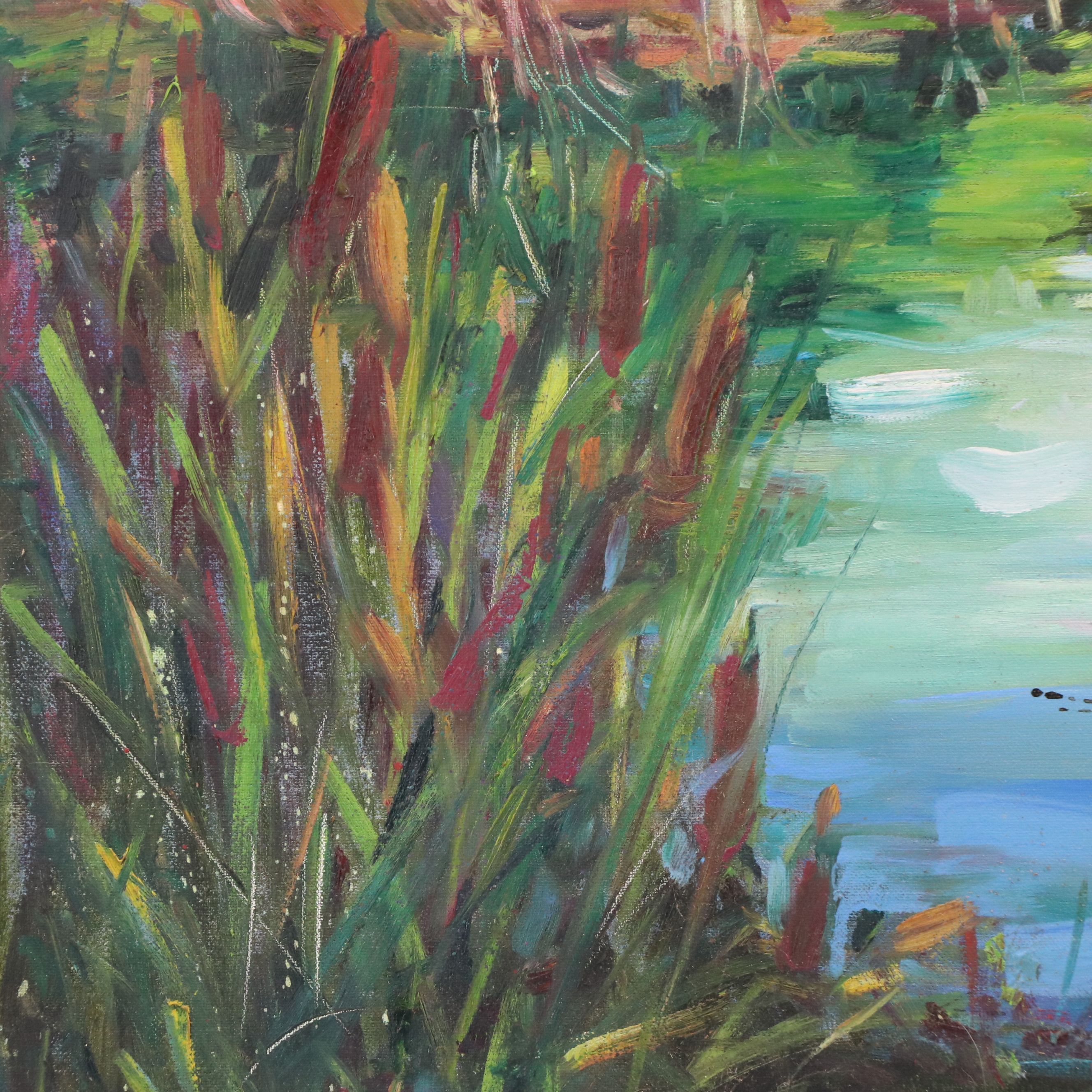Linda Herrmann Simpson Oil Painting of Lake, 20th Century | EBTH