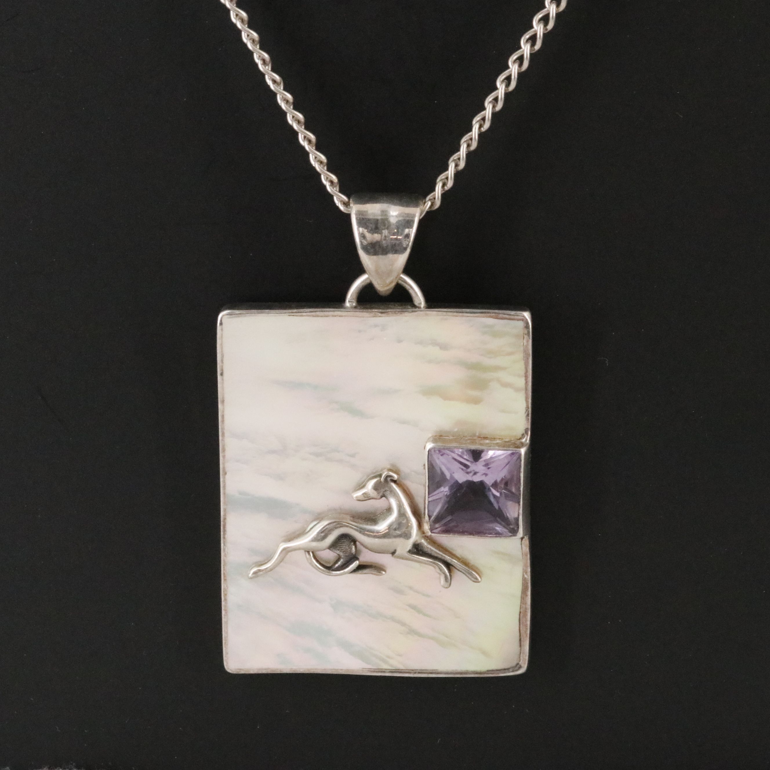 Sterling Amethyst and Shell Pendant Necklace | EBTH