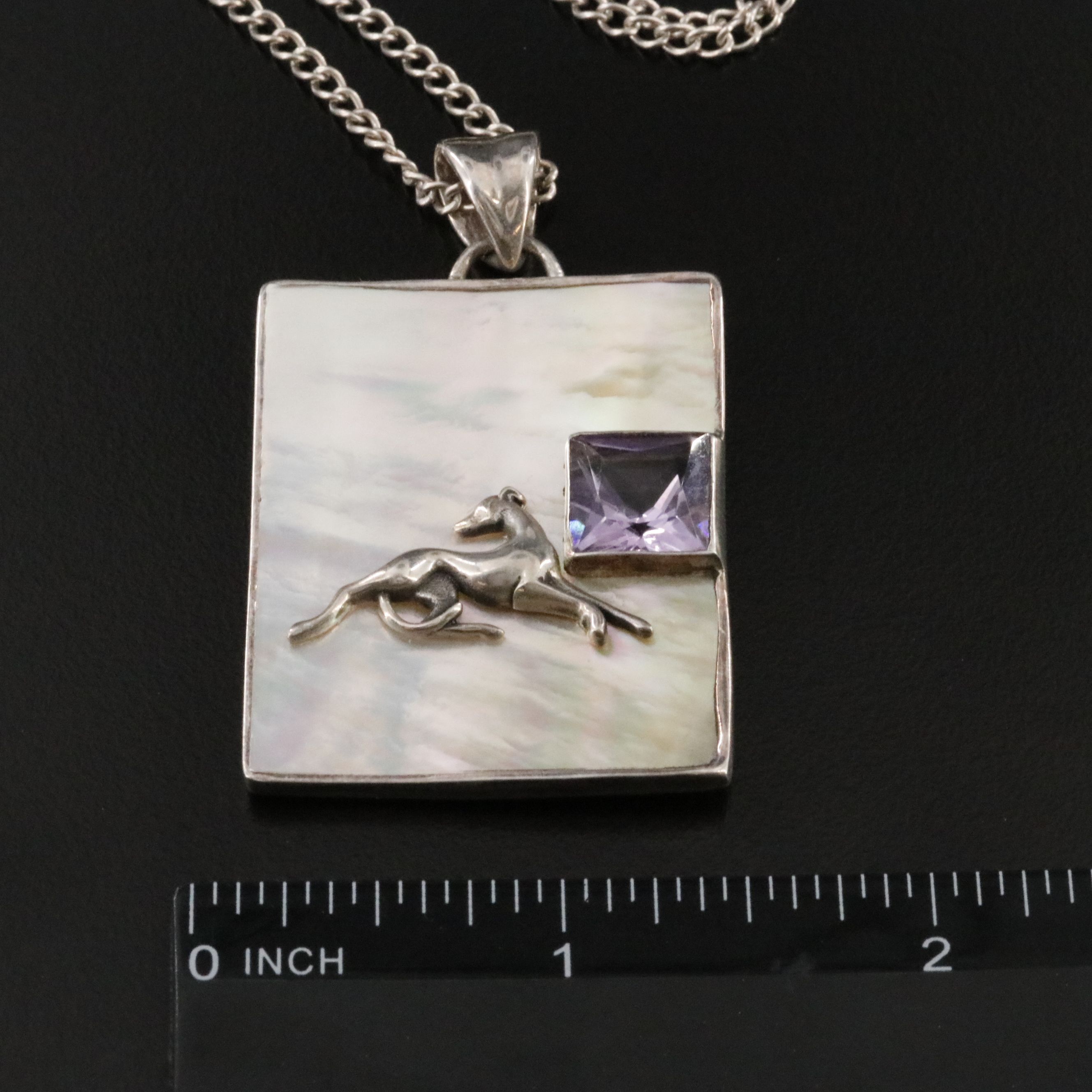 Sterling Amethyst and Shell Pendant Necklace | EBTH