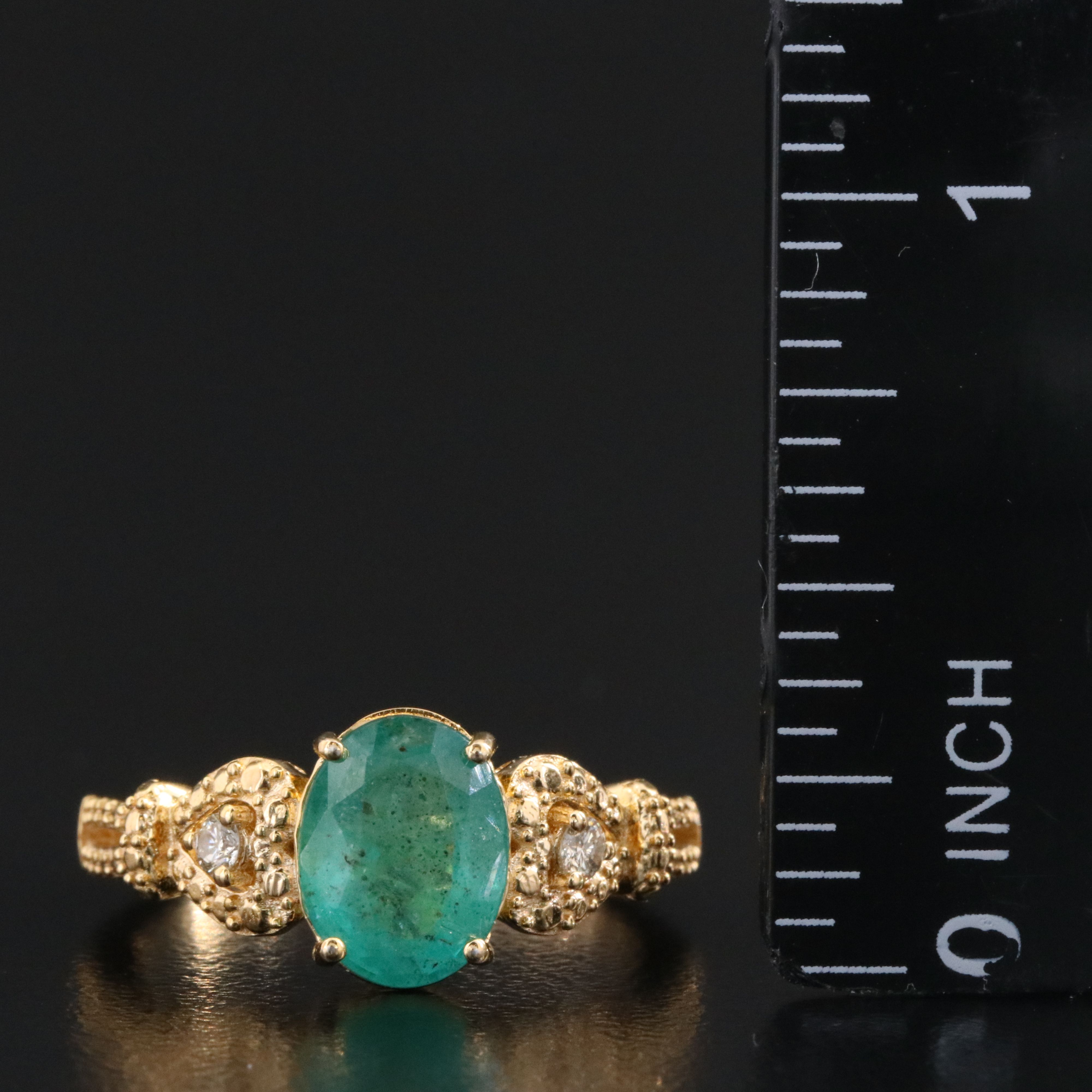 Sterling Emerald and Diamond Ring | EBTH
