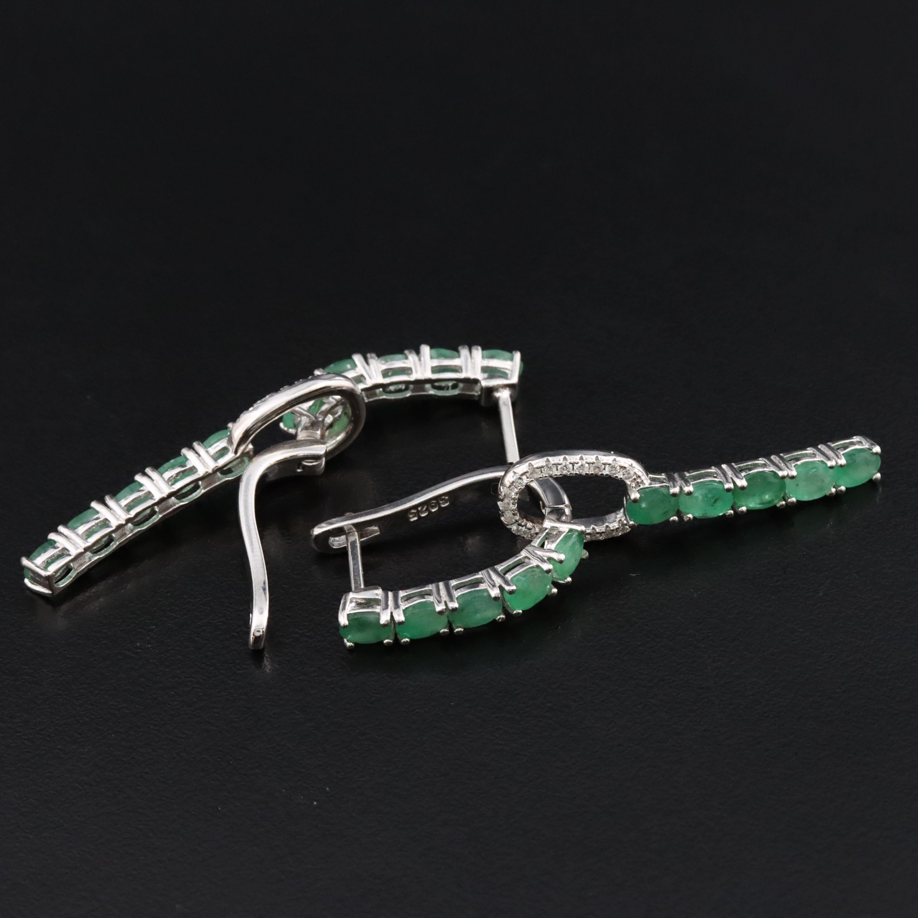 Sterling Emerald and CZ Earring with Enhancers | EBTH