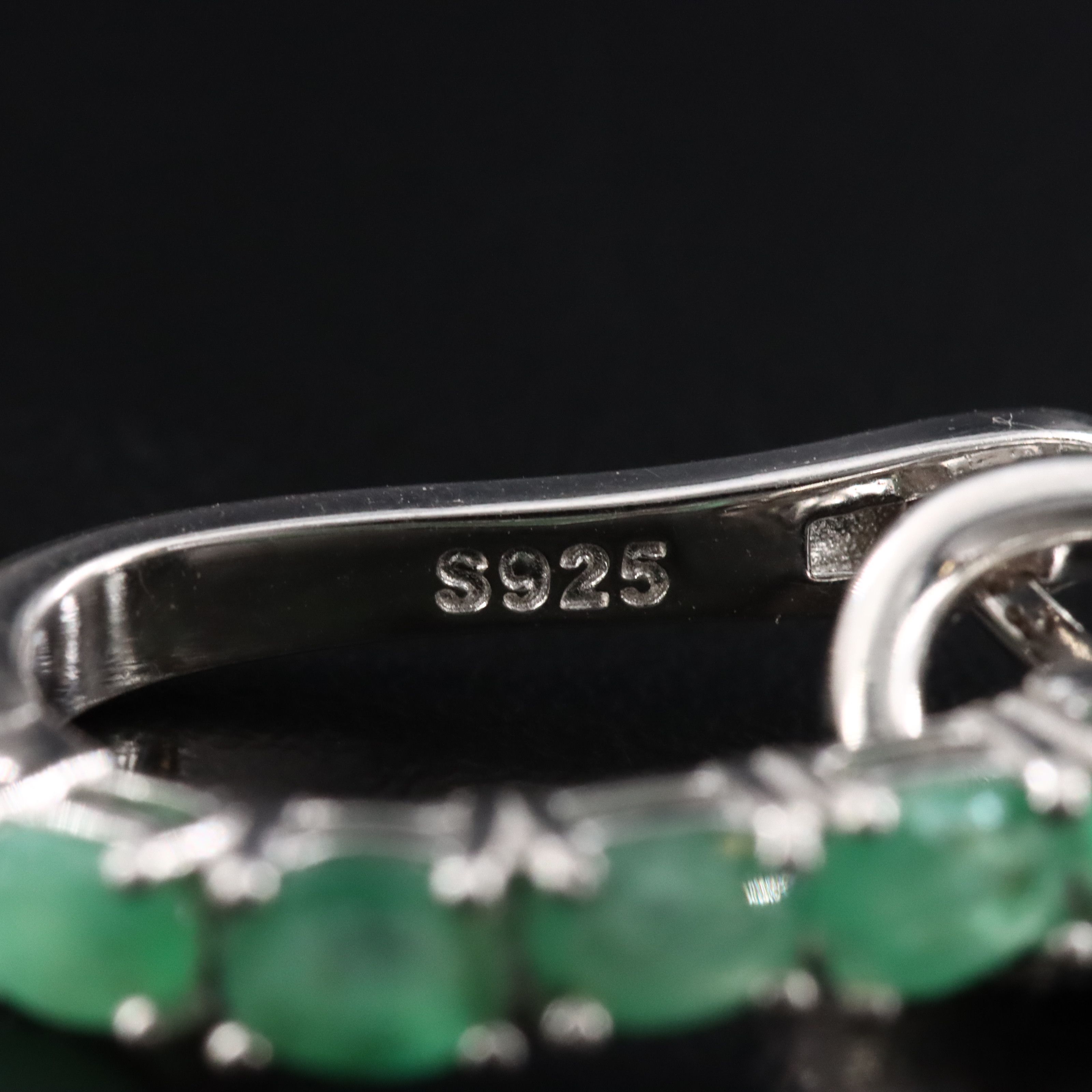 Sterling Emerald and CZ Earring with Enhancers | EBTH