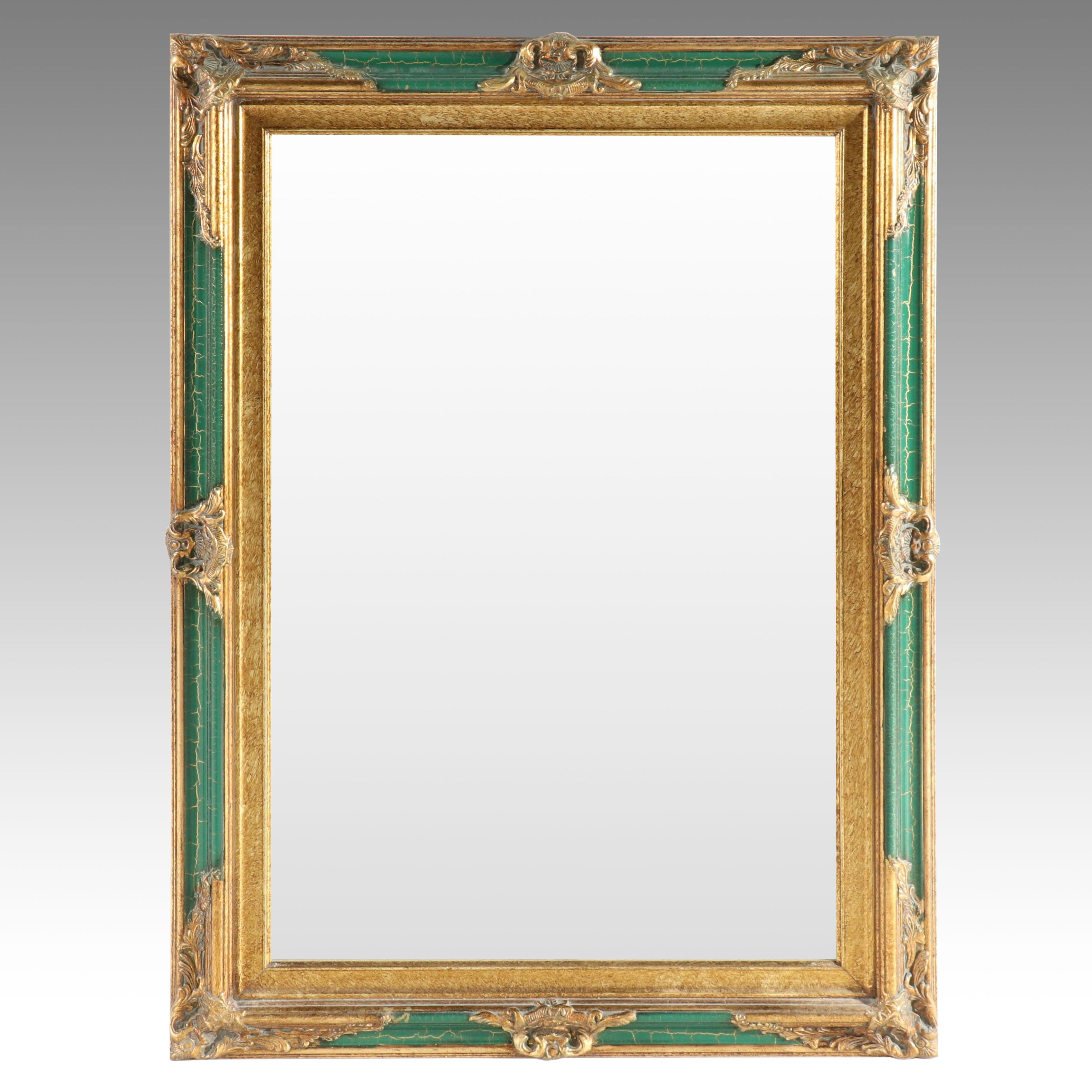 Neoclassical Style Giltwood and Emerald Enameled Wall Mirror | EBTH