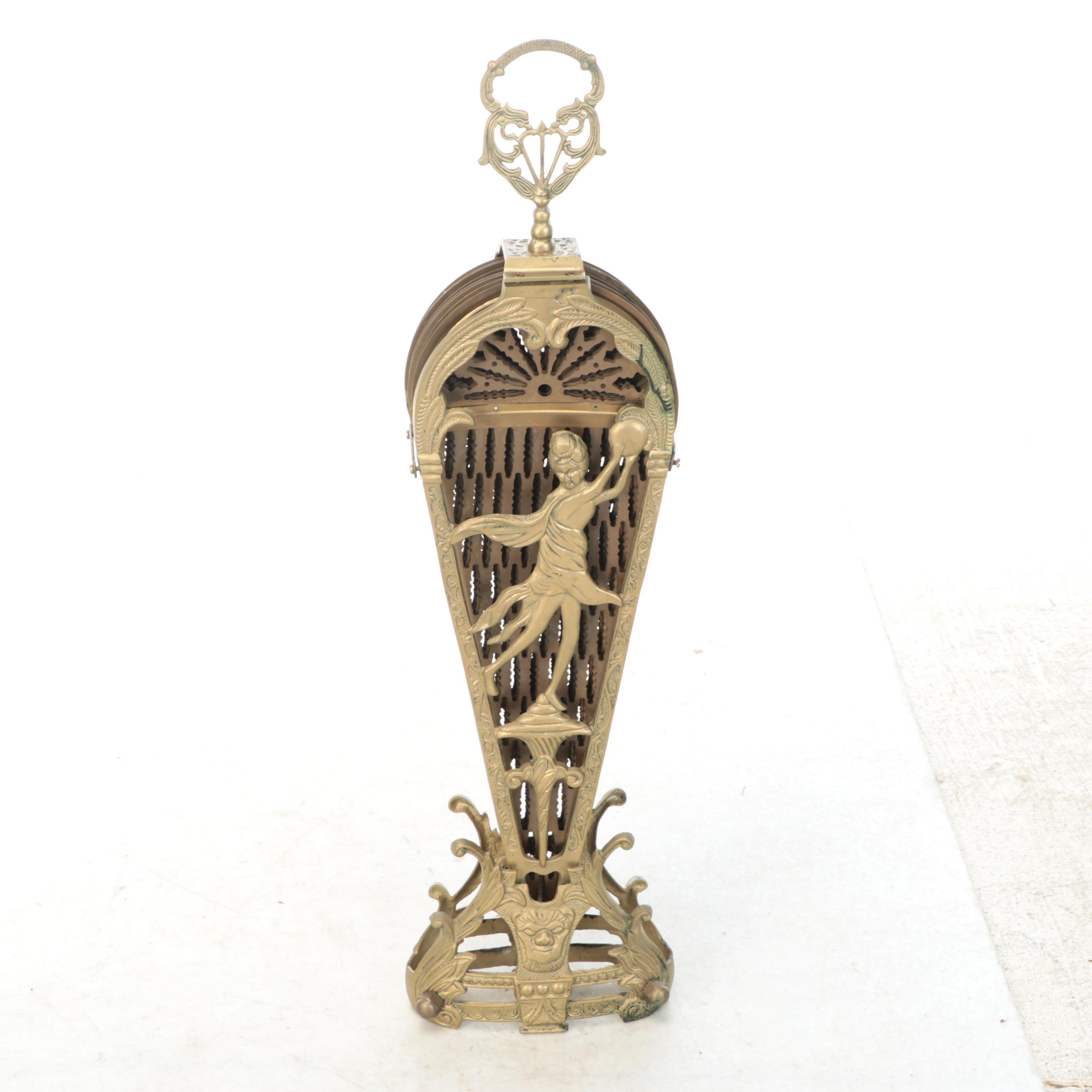 Art Deco Style Peacock Folding Brass Fireplace Screen | EBTH