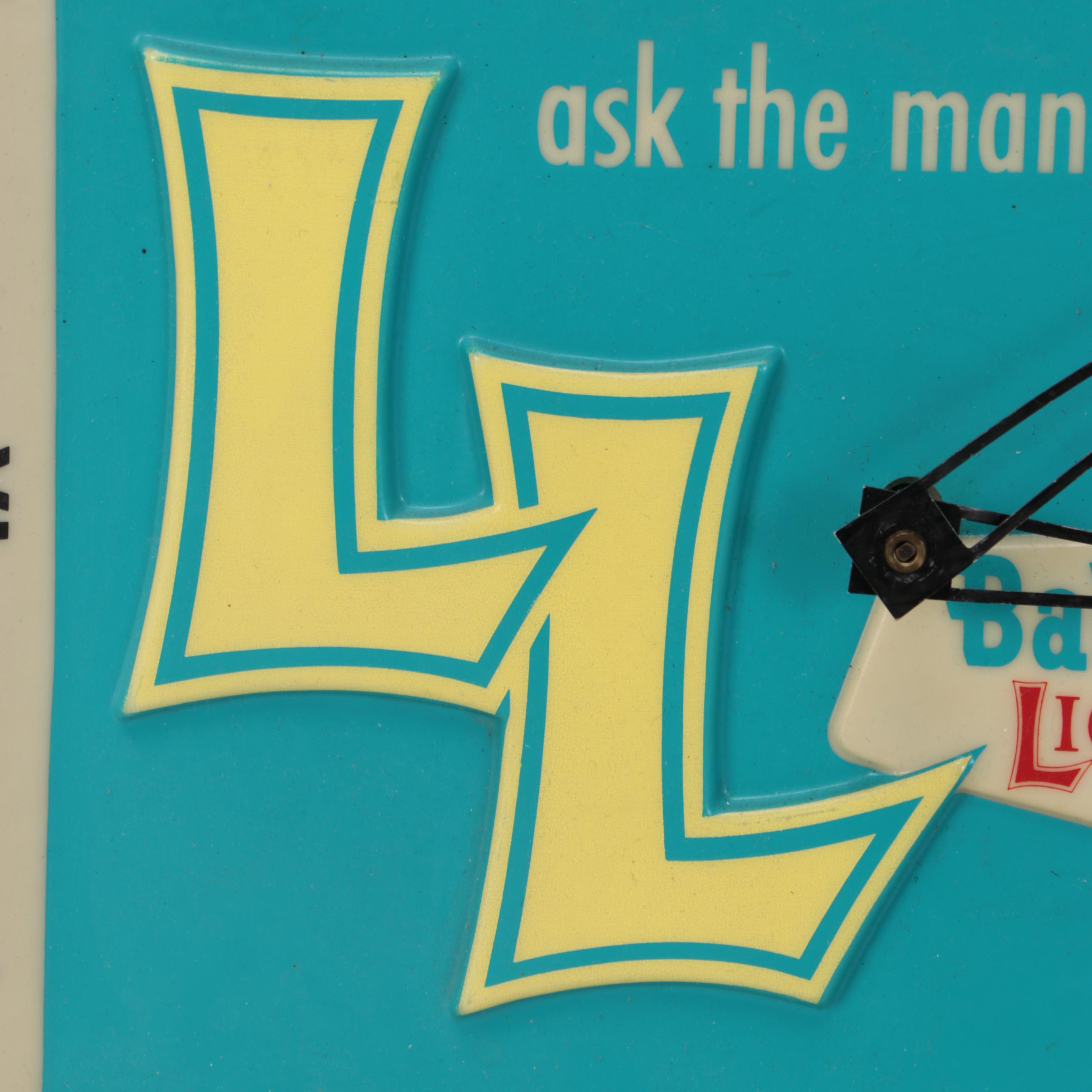 Ballentine "Ask the Man for Double L" Illuminated Clock, Mid-20th ...