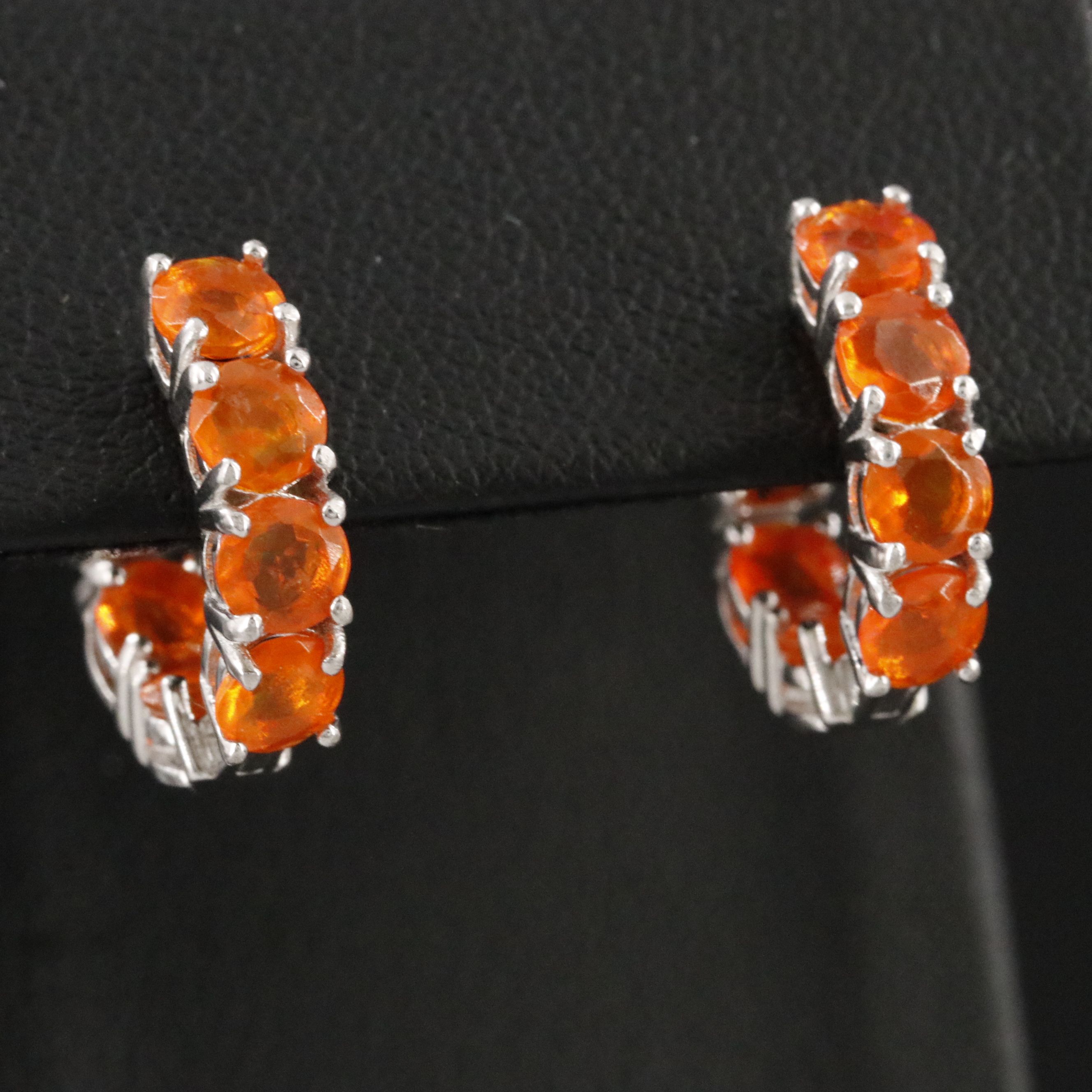 Sterling Fire Opal Inside-Out Hoop Earrings | EBTH