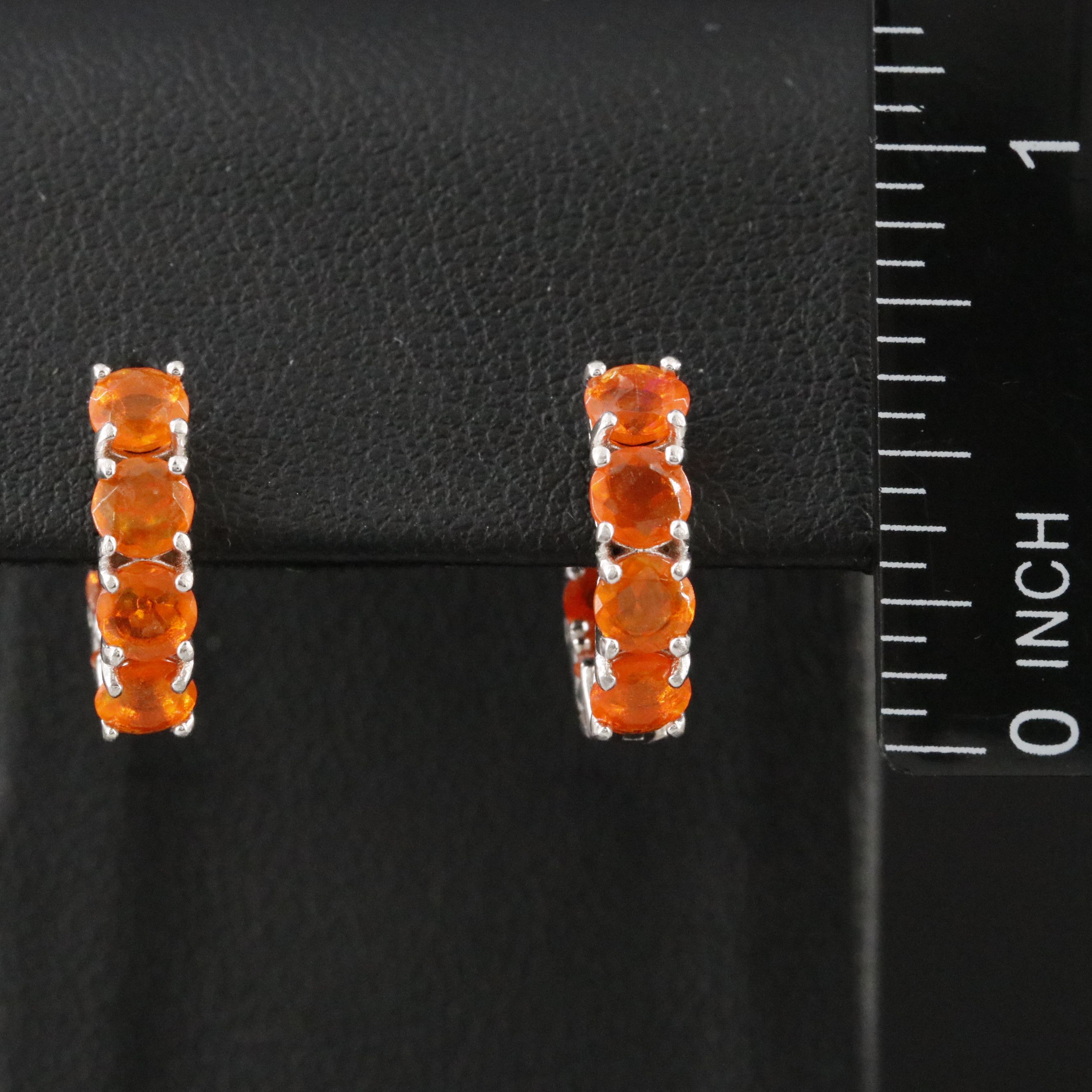 Sterling Fire Opal Inside-Out Hoop Earrings | EBTH