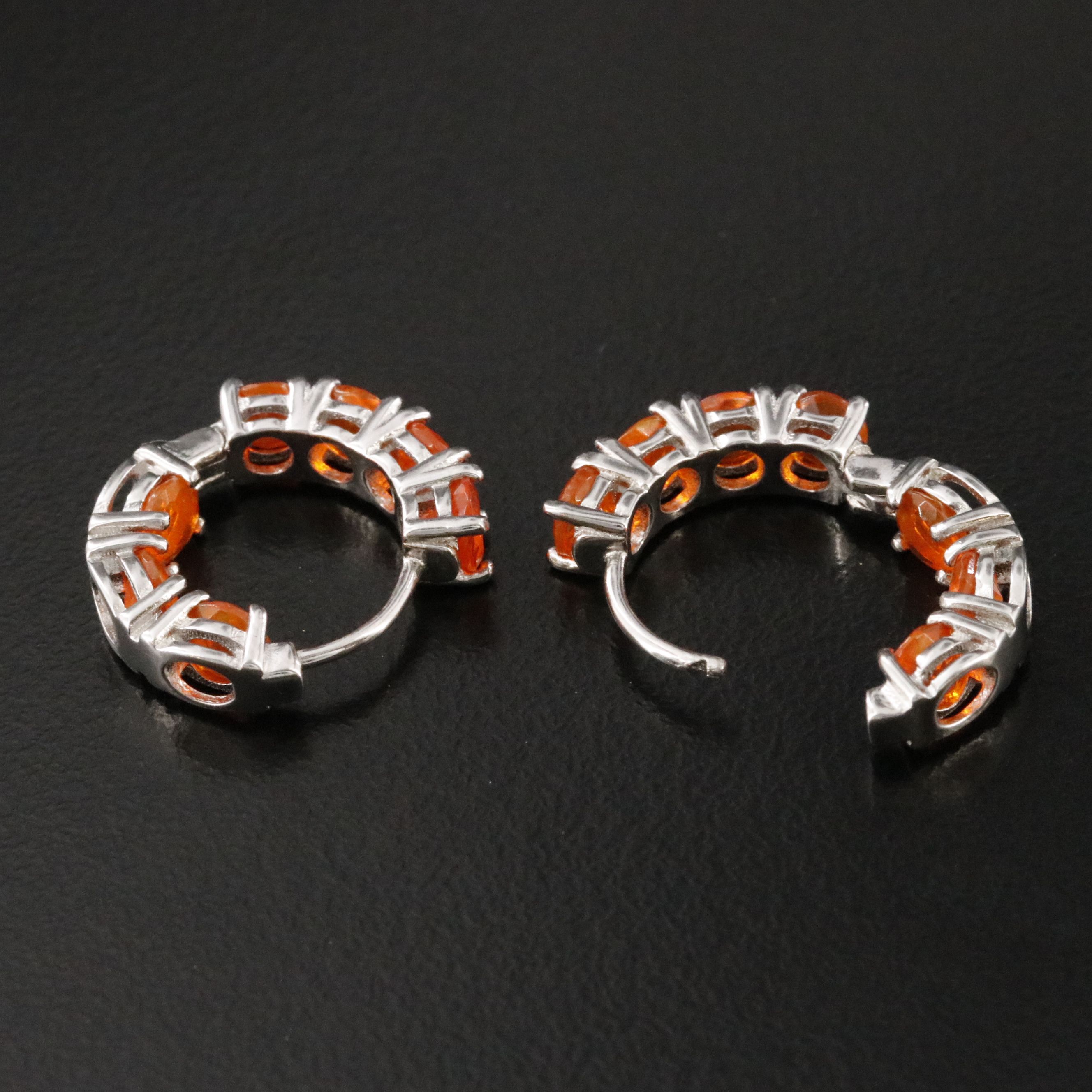 Sterling Fire Opal Inside-Out Hoop Earrings | EBTH