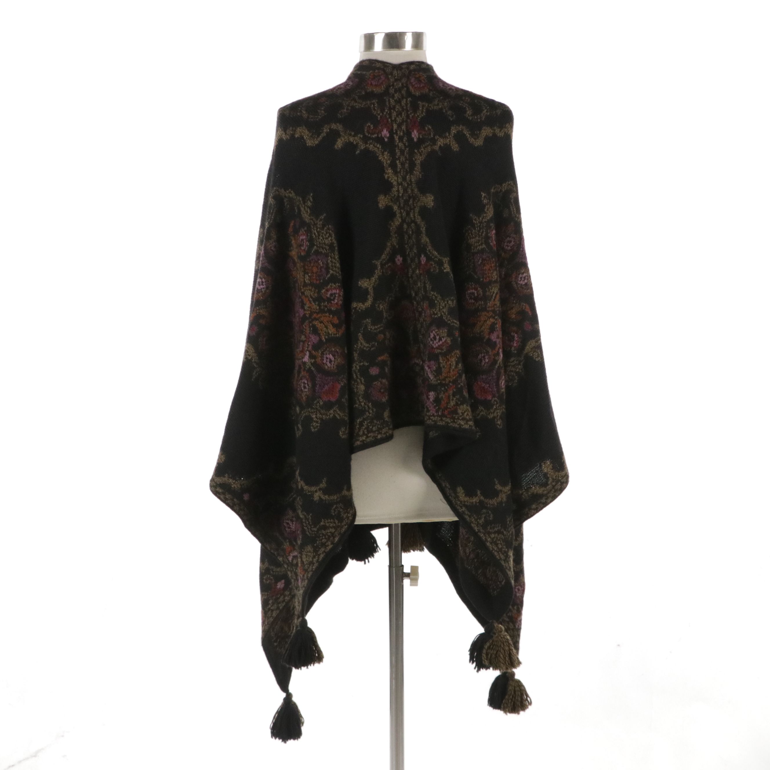 Peruvian Connection Alpaca Knit Asymmetrical Tassel Shawl | EBTH