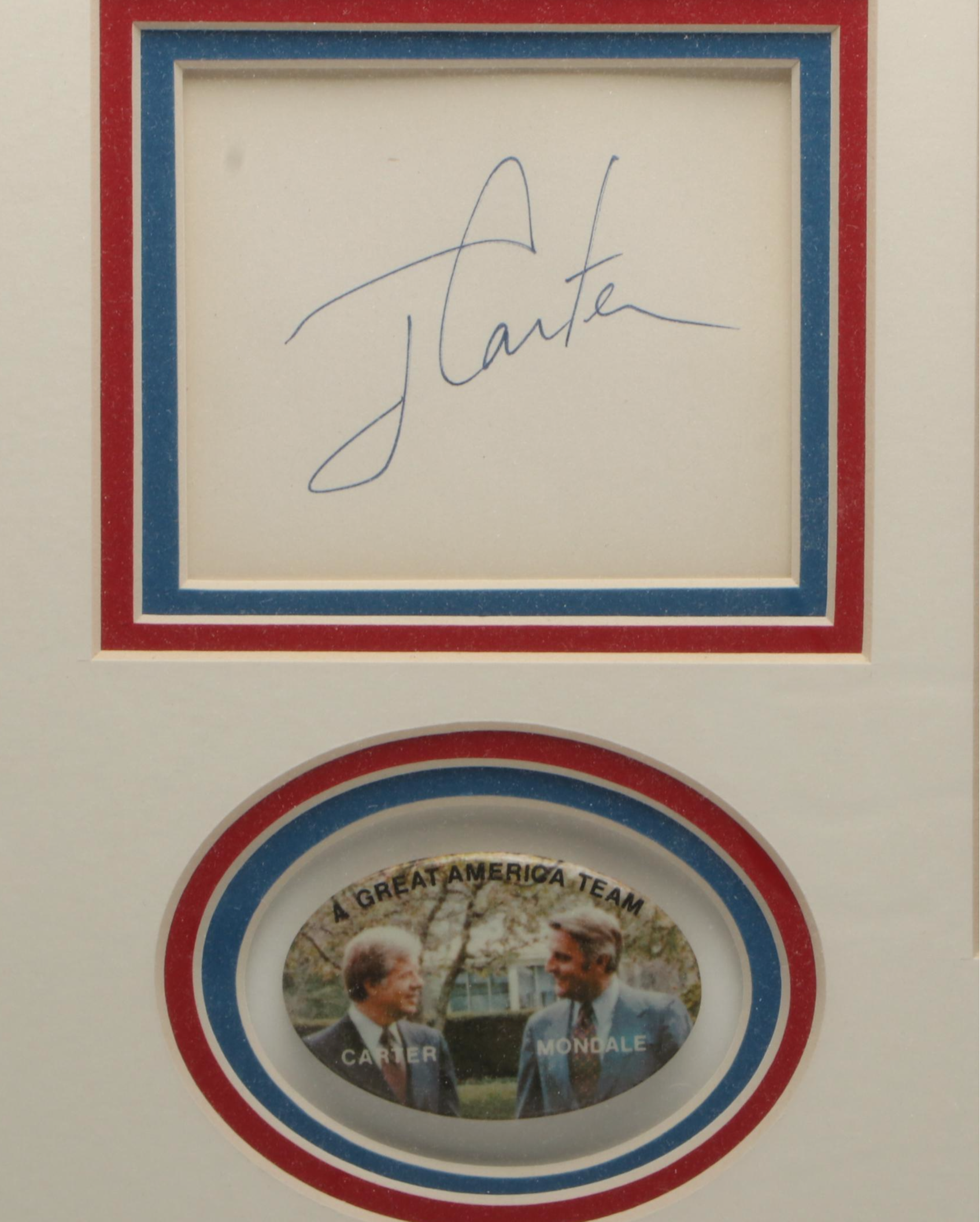 Jimmy Carter Signed Card with Campaign Pinbacks and Print | EBTH