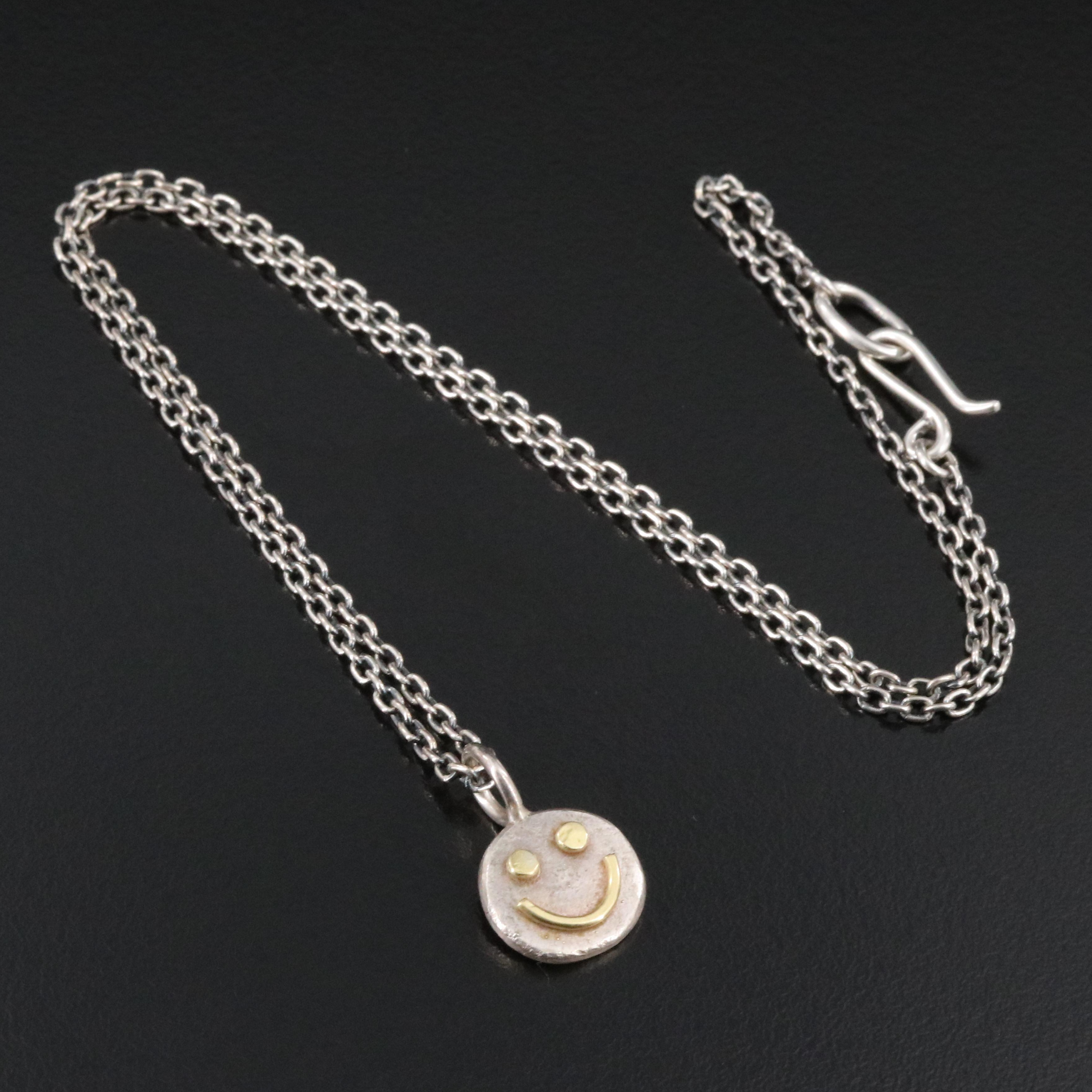 Sterling Smiley Face Pendant Necklace | EBTH