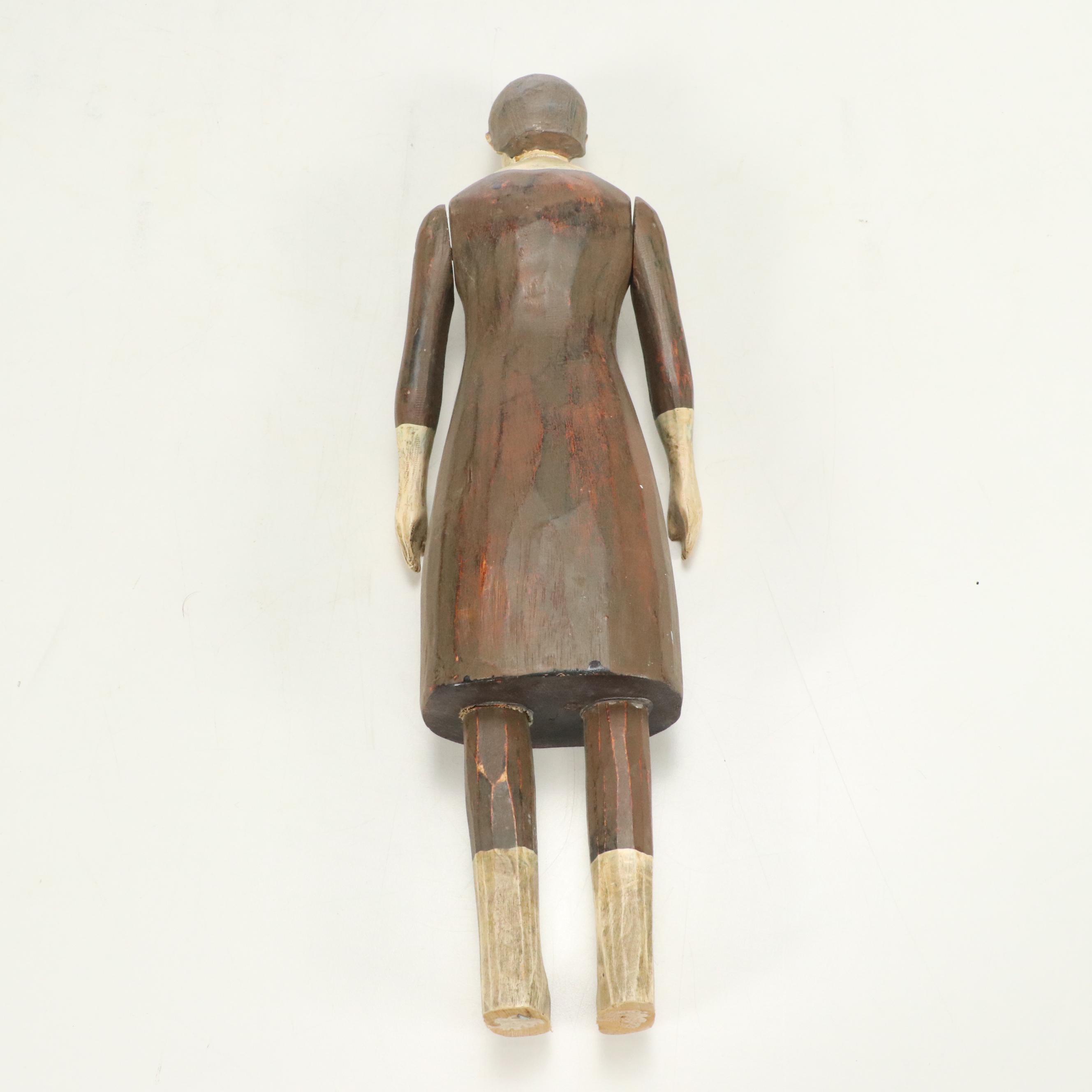 American Folk Art Hand-Carved Man and Woman Figures | EBTH