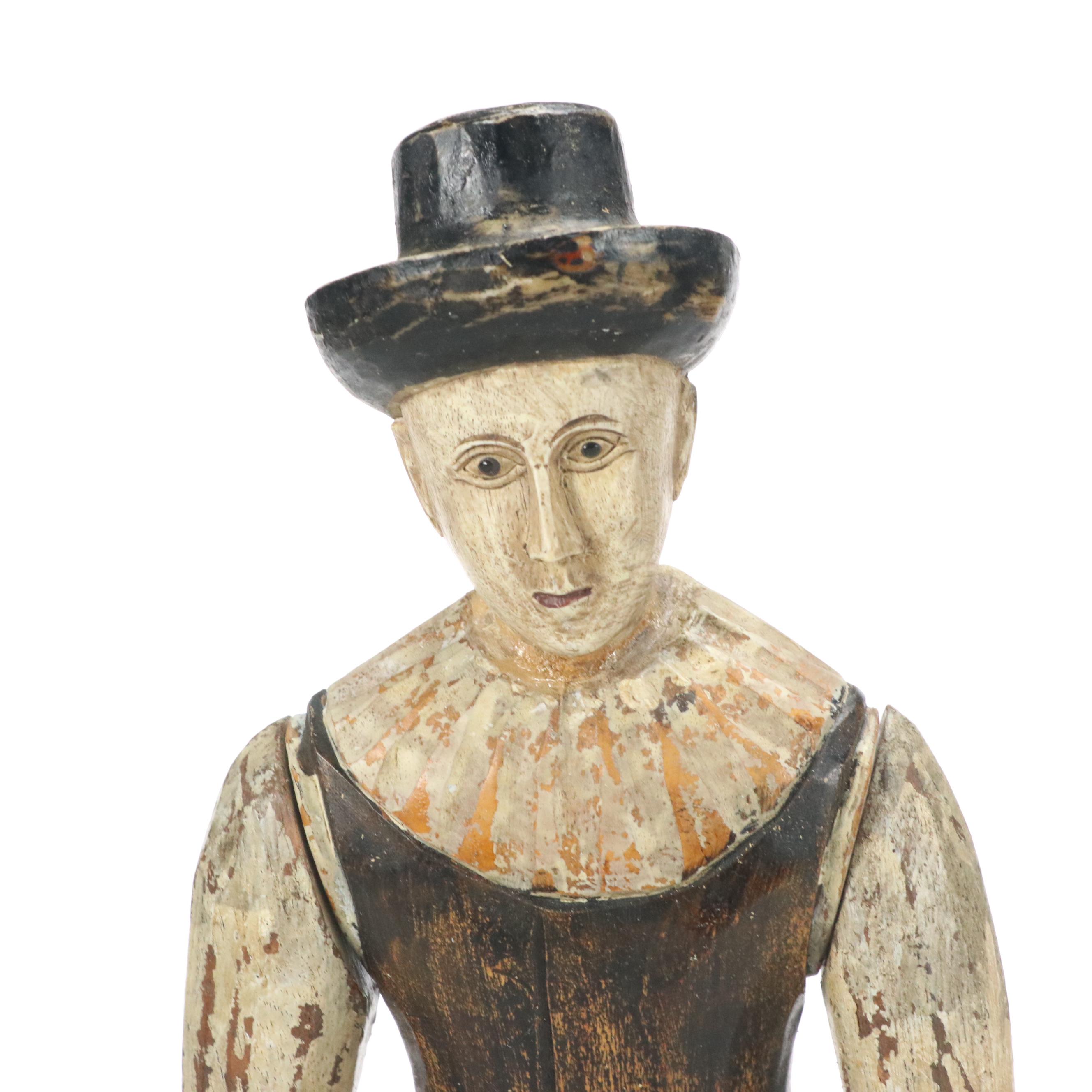 American Folk Art Hand-Carved Man and Woman Figures | EBTH