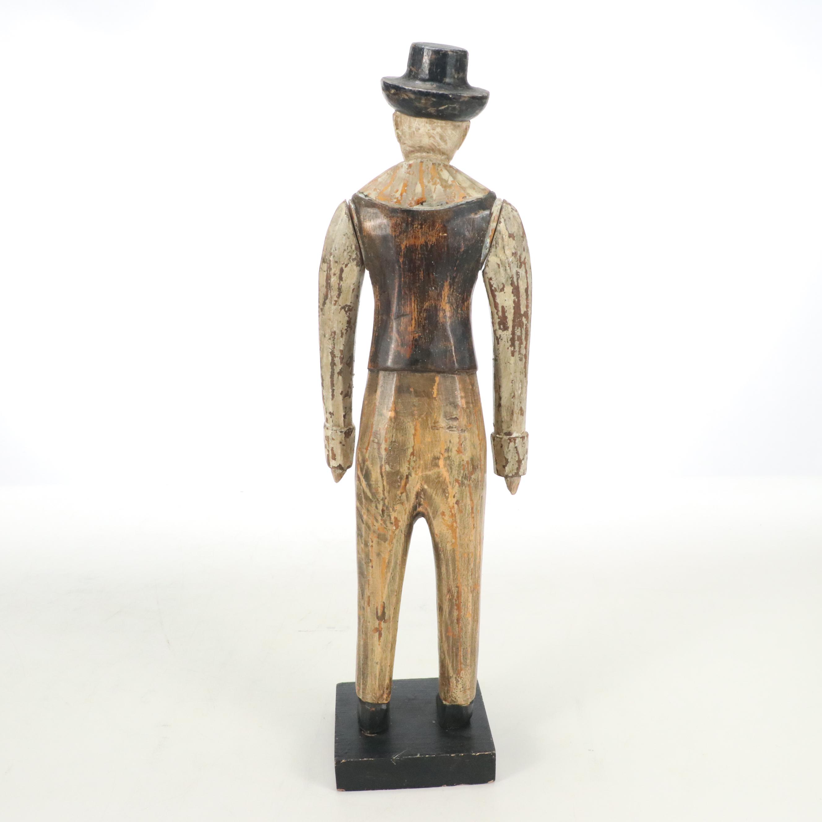 American Folk Art Hand-Carved Man and Woman Figures | EBTH