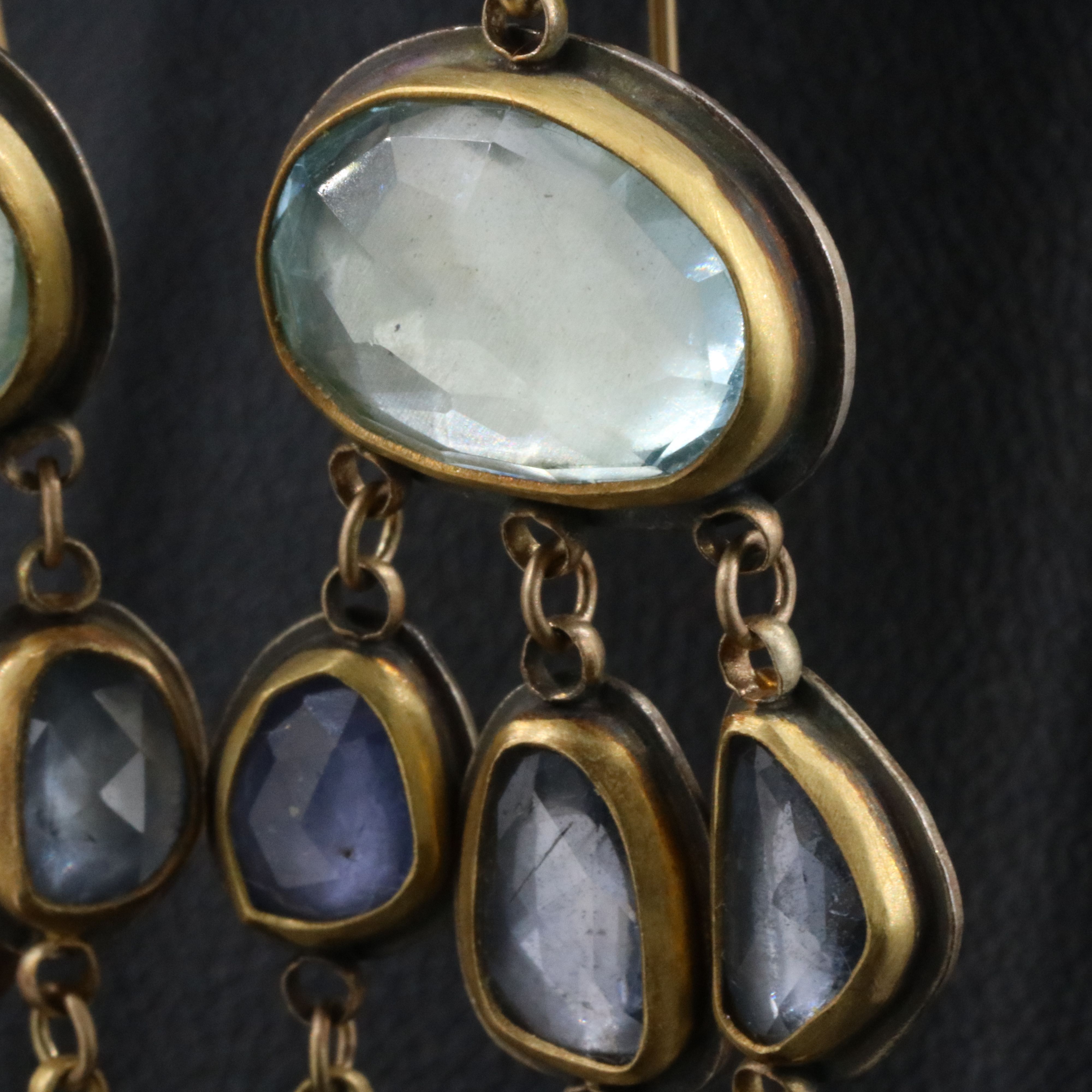 Ananda Khalsa Sterling Aquamarine and Sapphire Dappled Sky Earrings | EBTH