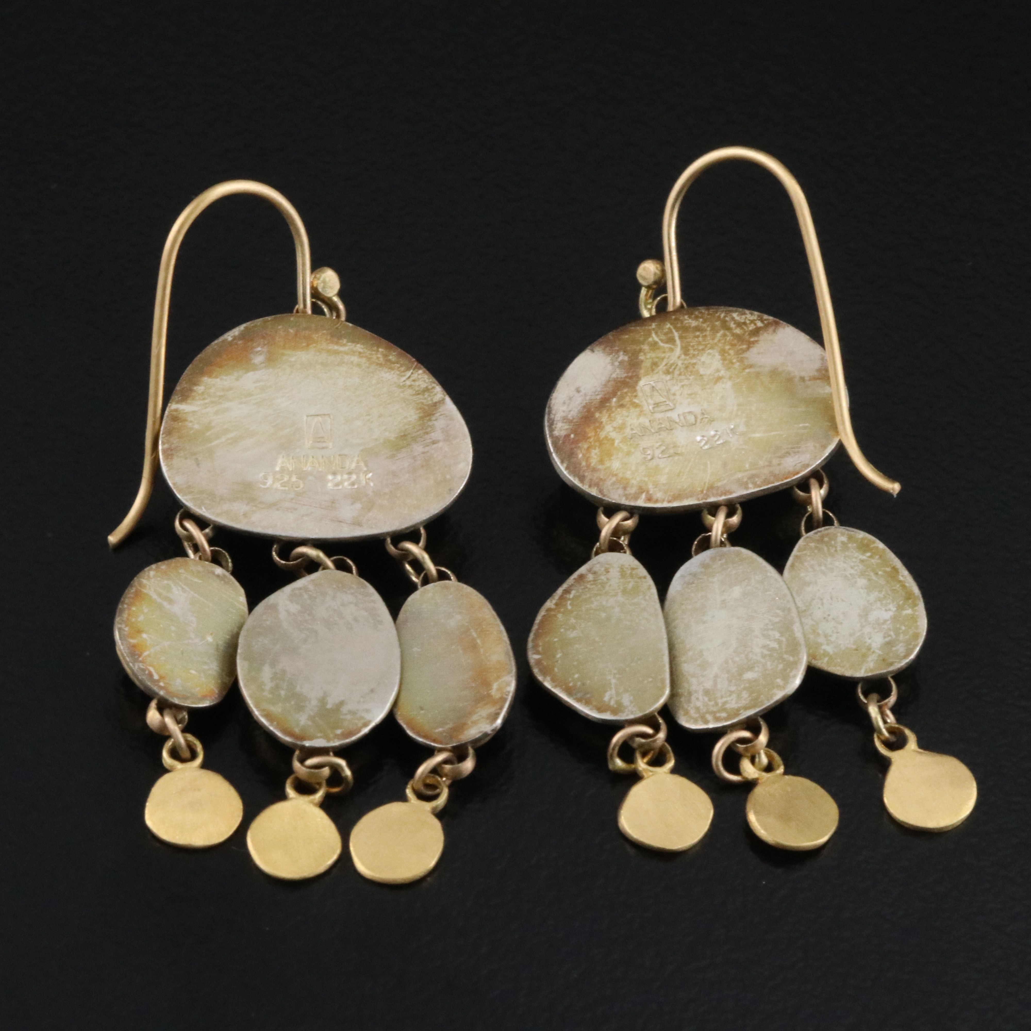 Ananda Khalsa Sterling Aquamarine and Sapphire Dappled Sky Earrings | EBTH