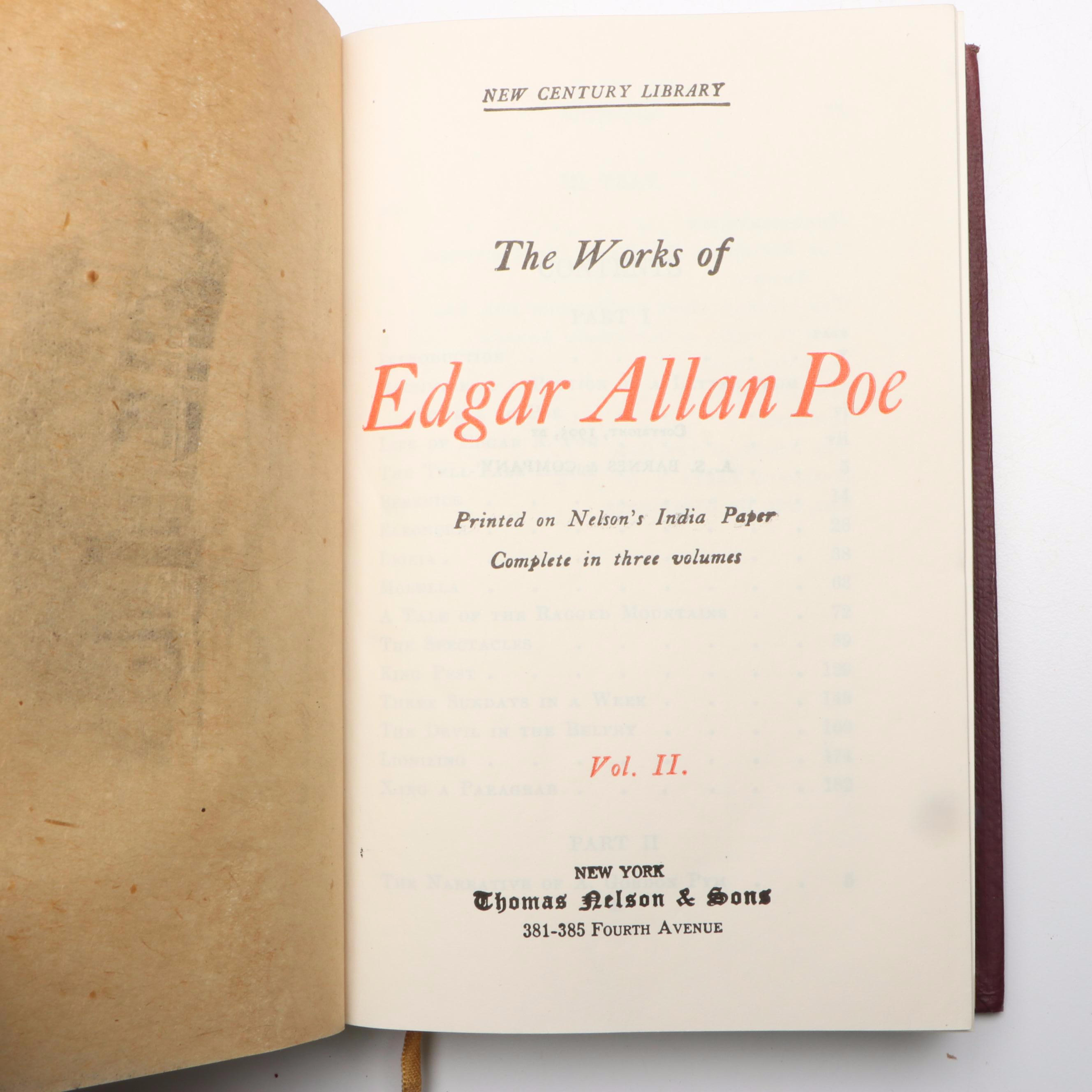 "The Works of Edgar Allan Poe" Three-Volume Set and More Literary ...