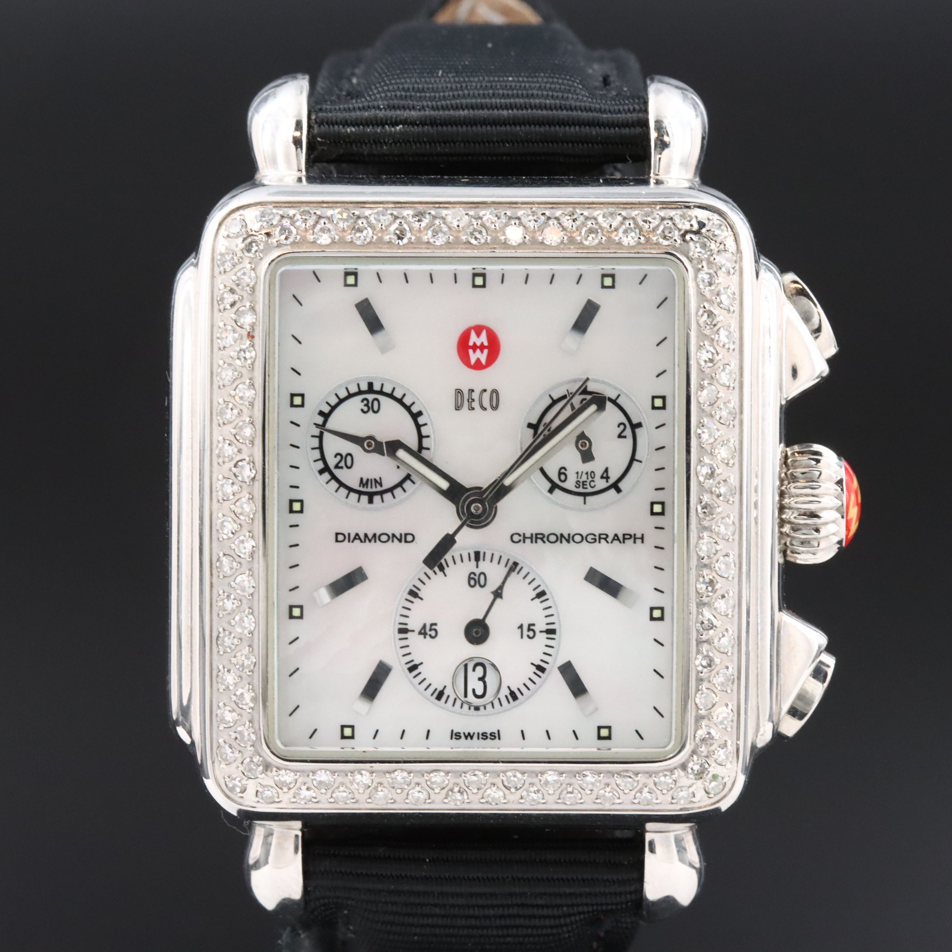 Michele Deco Diamond and Mother-of-Pearl Dial Chronograph Watch | EBTH