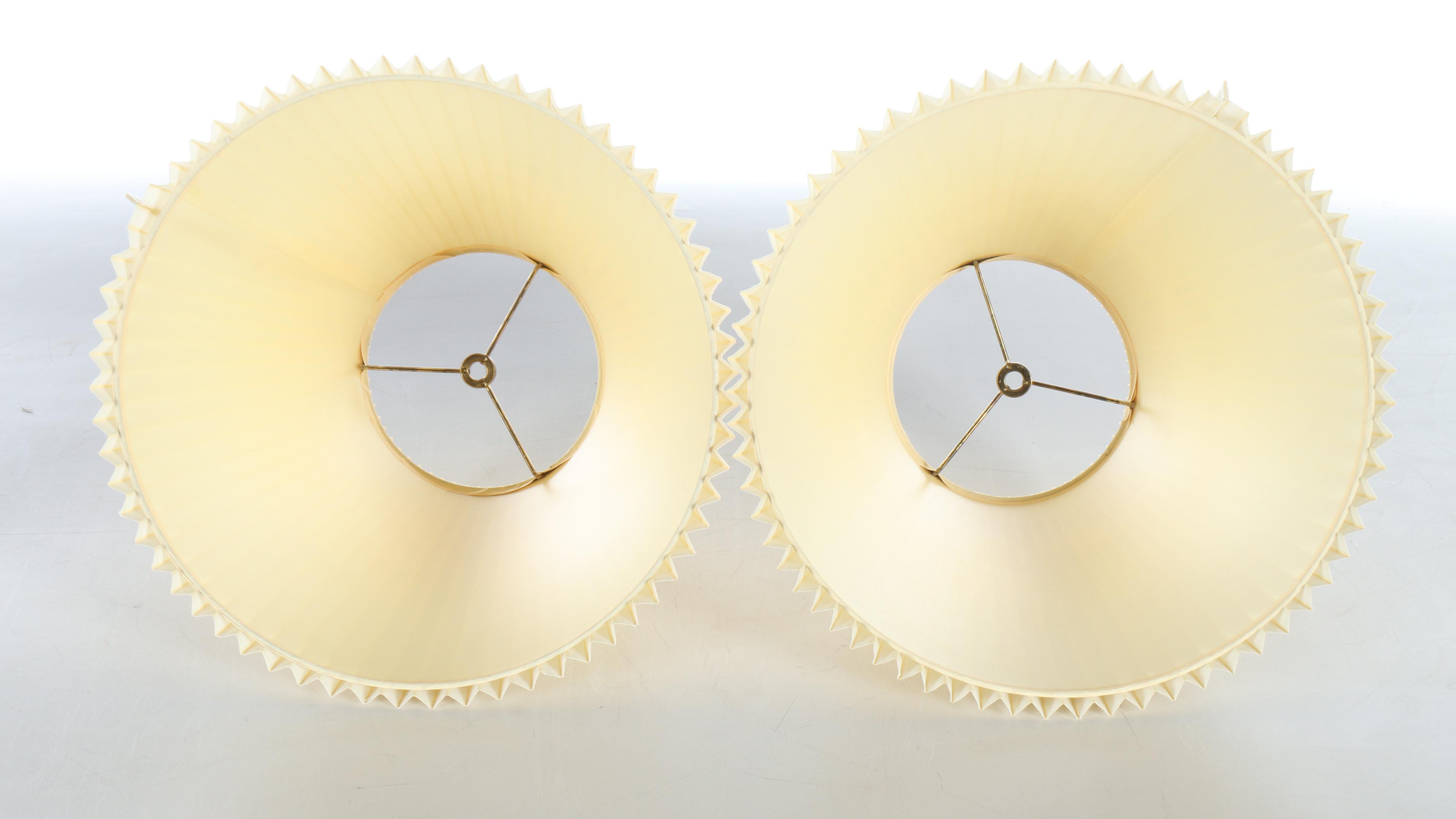 Stiffel Brass Swing Arm Table Lamps with Concertina Pleated Shades ...