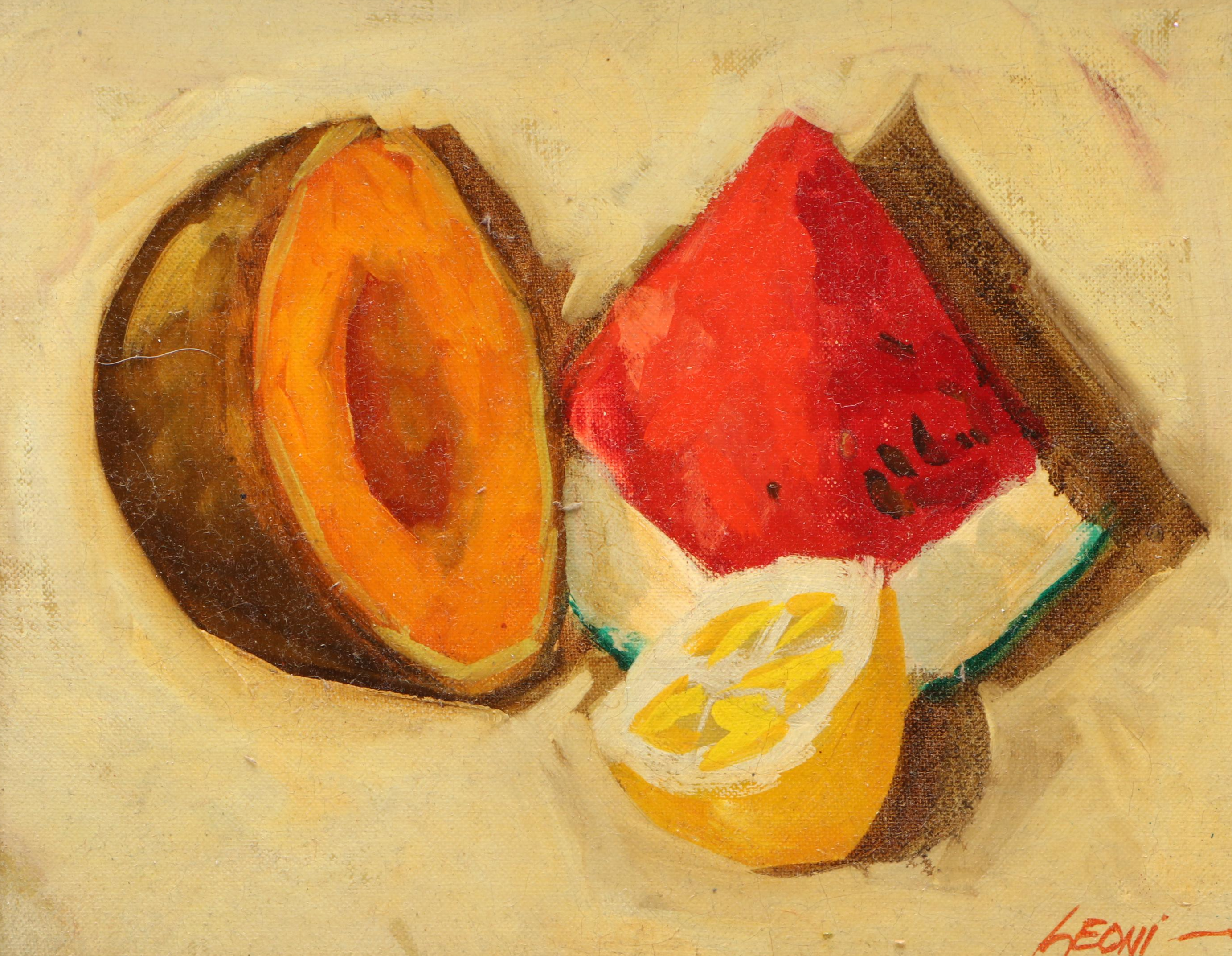 Leoni Still Life Oil Painting with Melon and Lemon | EBTH