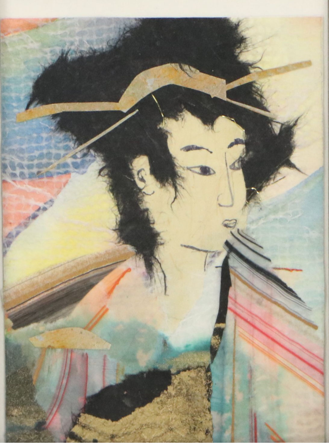 Paper Collage Japanese Style Portrait of Woman, 21st Century | EBTH